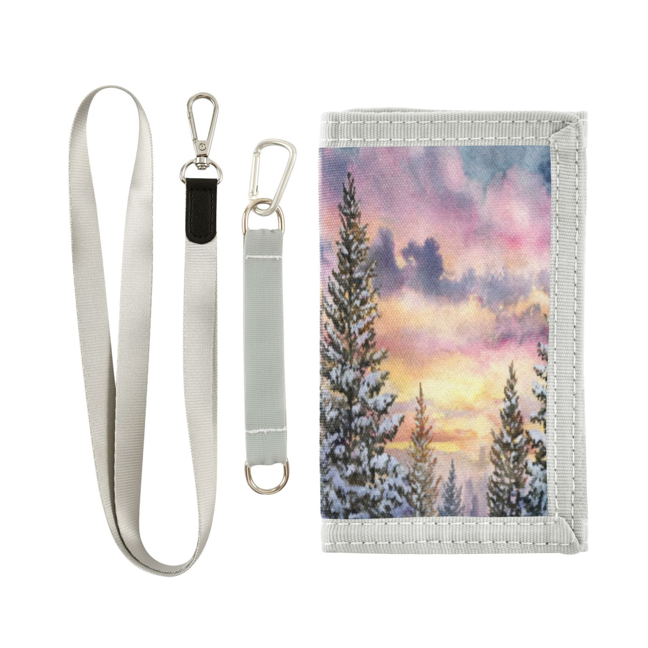 Cloth Wallet with Lanyard & Multiple Compartments Fashion Purse Zipper ...