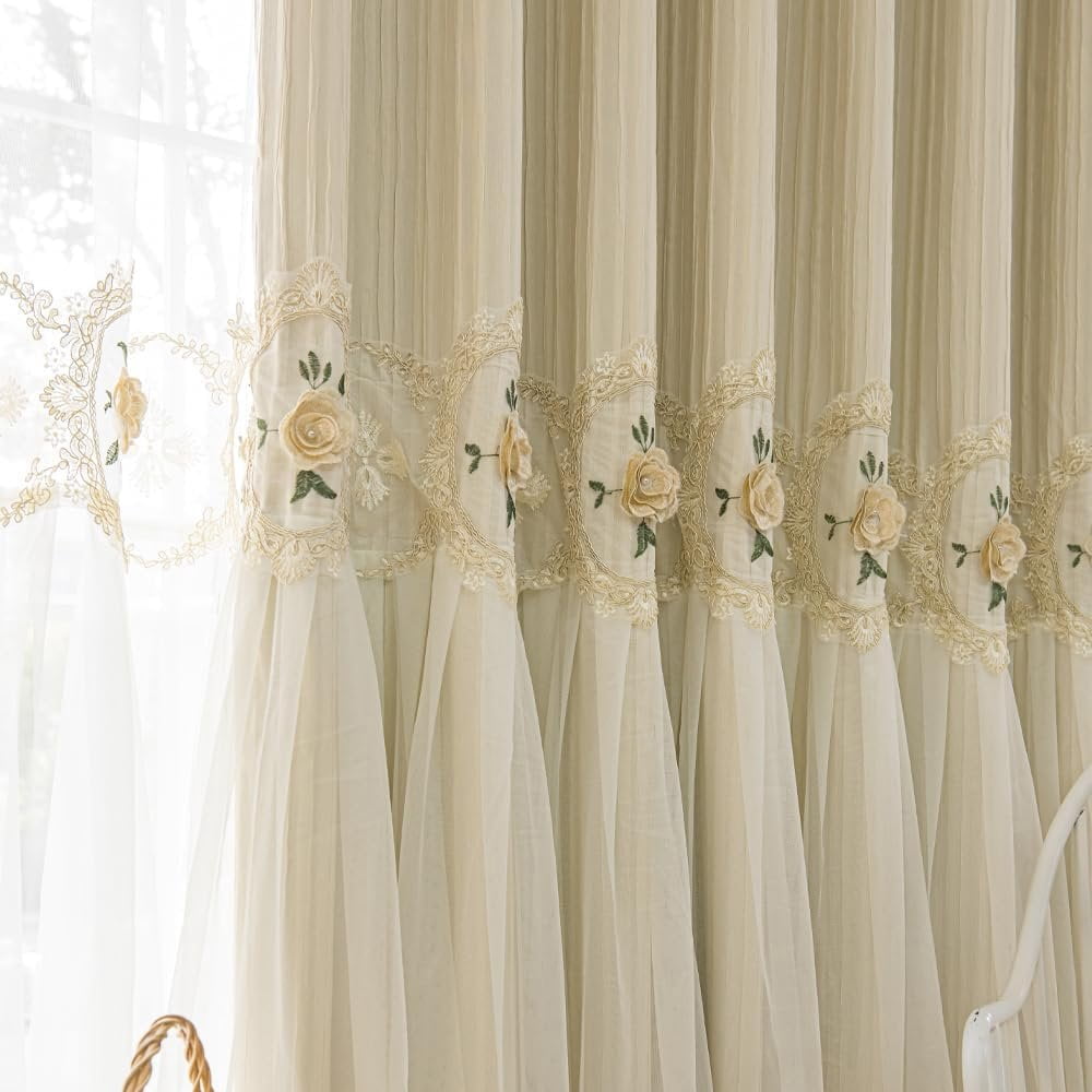 Cloth Yarn Integrated Blackout Curtains - Grommet Top with Embroidered ...