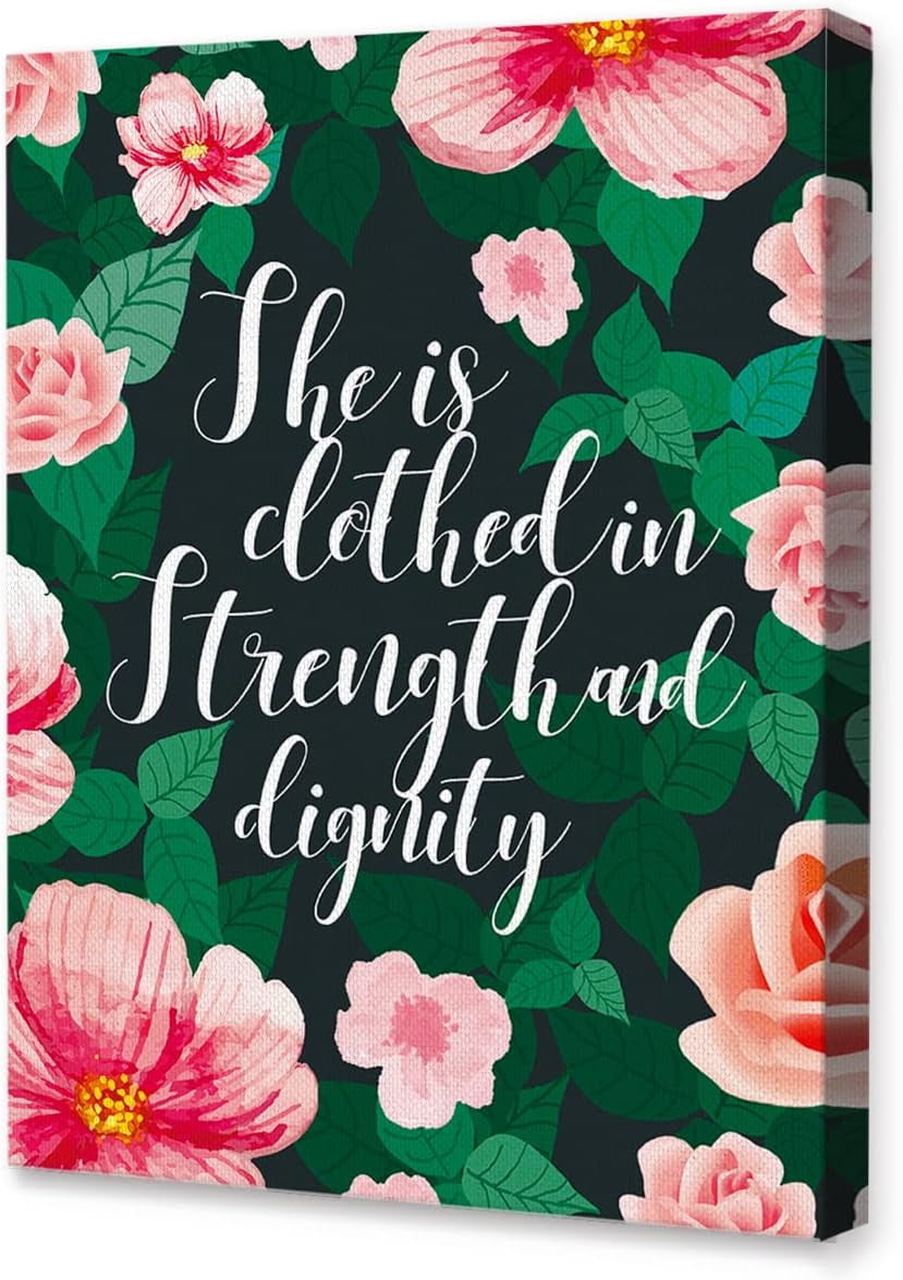 She is Clothed in Strength and Dignity Canvas Wall Art,Inspirational ...