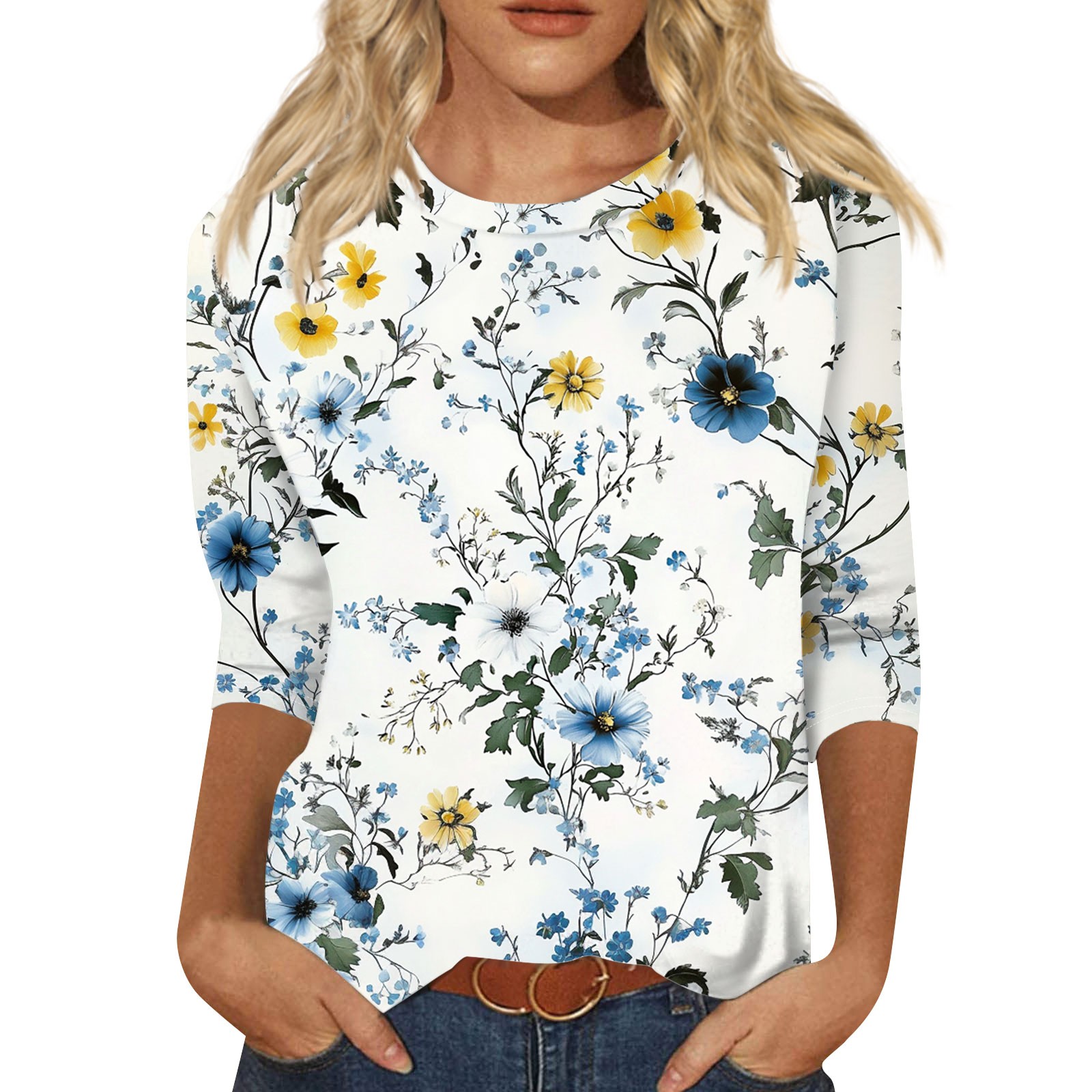 Clothes 3/4 Sleeve Park Plus Size Tee Teen Girls Summers Casual Scoop Neck T-Shirt - Walmart.com