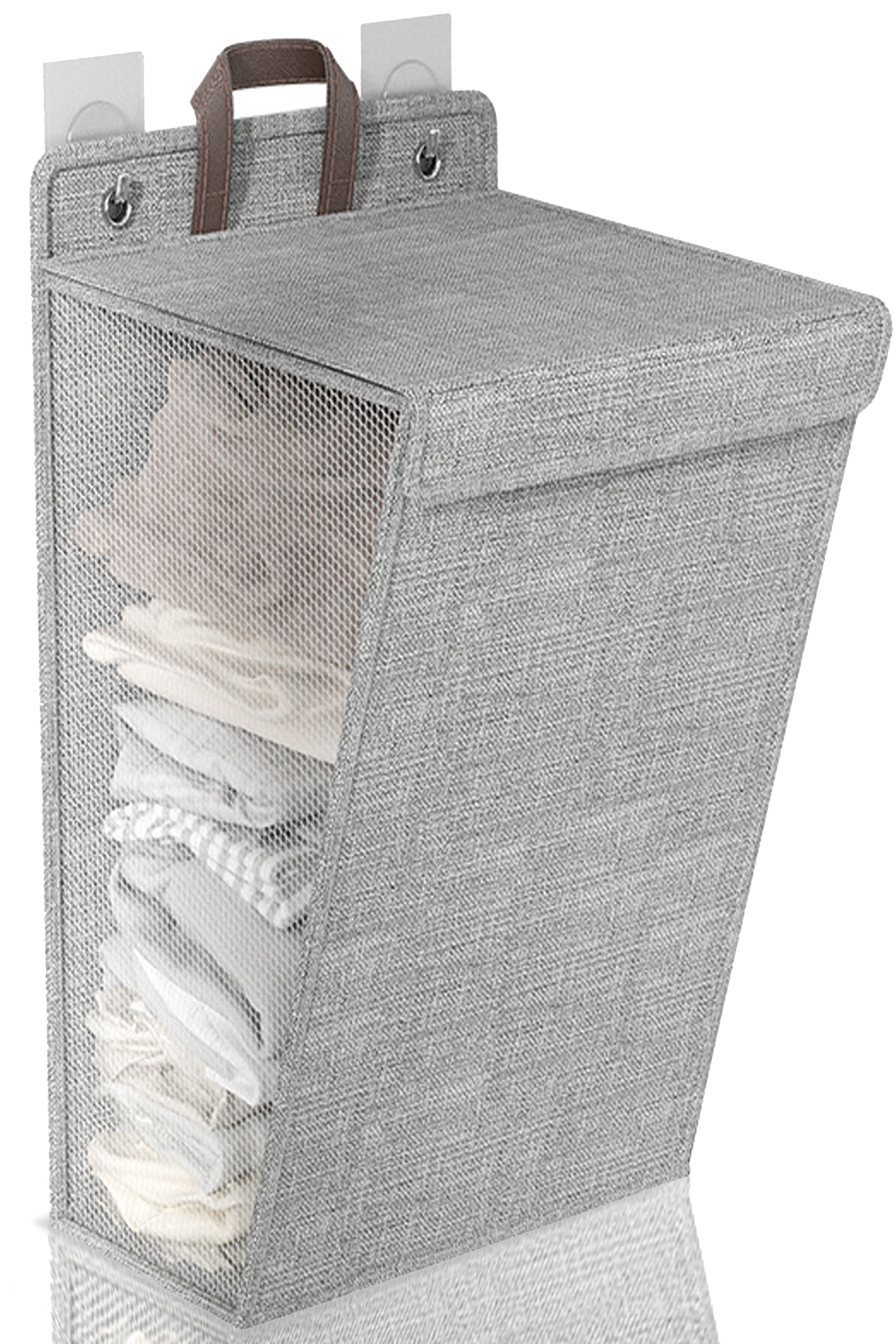 Corner Laundry Hamper Basket with Lid 50 Liter - Brown Wicker Hamper ...