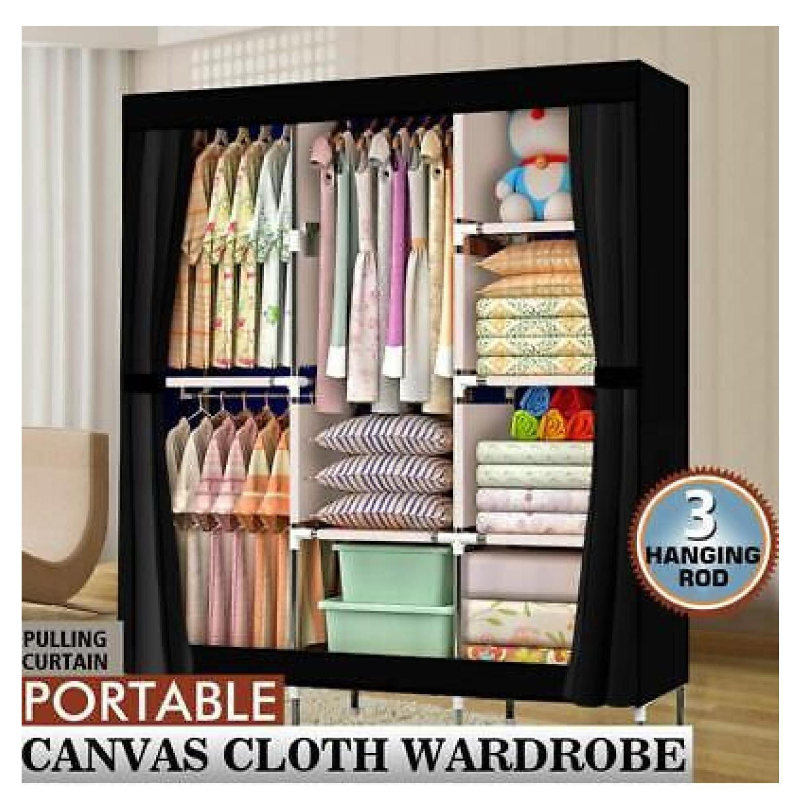 Clothes Closet Wardrobe 71" Portable Rack Storage Organizer Movable w ...