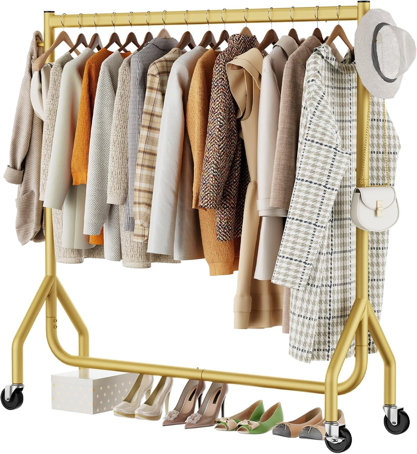 Clothes Clothing Rack, Rolling Heavy Duty Clothes Rack Load 420 LBS ...