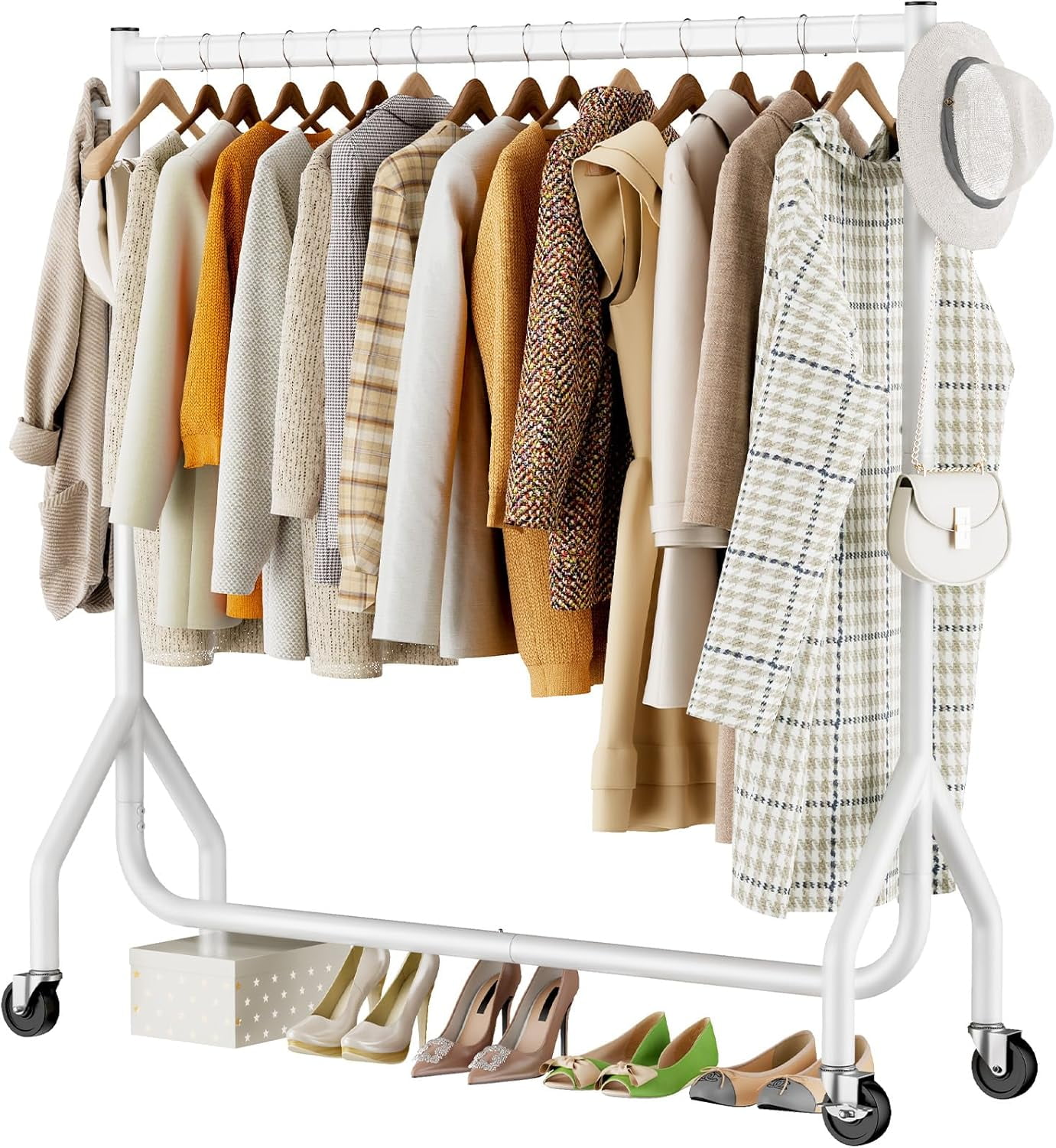 Clothes Clothing Rack, Rolling Heavy Duty Clothes Rack Load 420 LBS ...