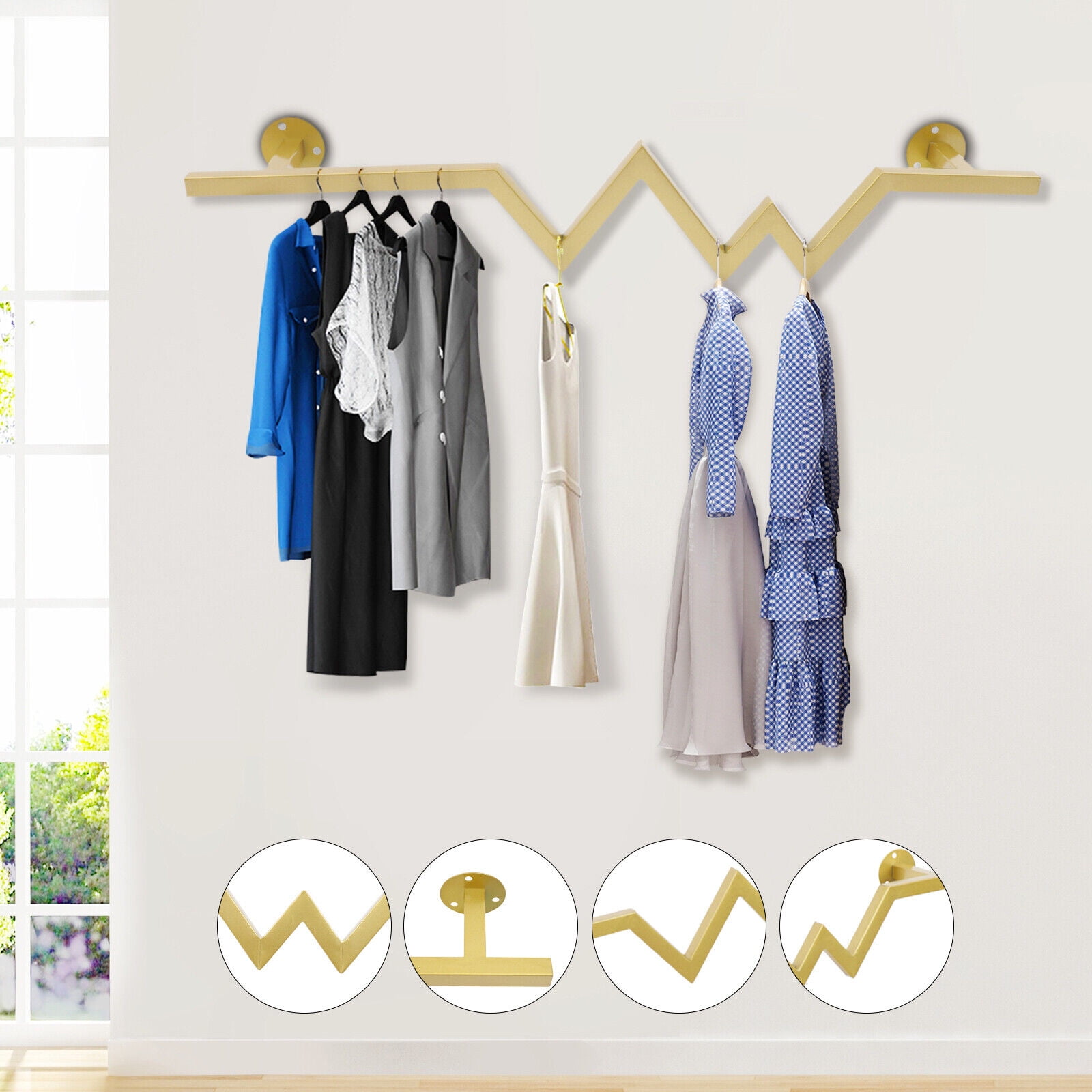 Clothes Display Rack Wall-Mounted Storage Garment Rack Clothes Store ...