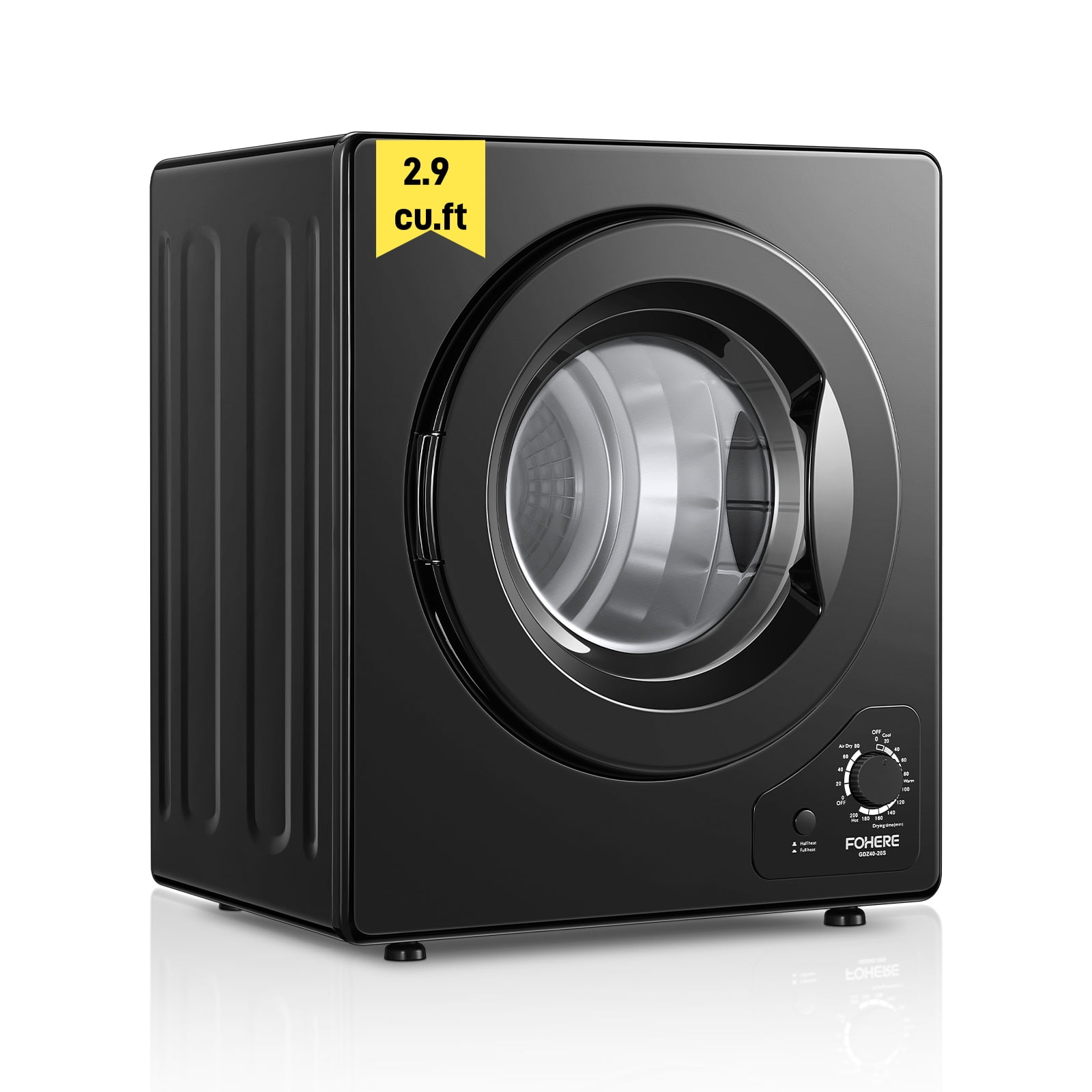 Clothes Dryer, 2.9 cu.ft FOHERE Portable Compact Dryer, 1400W Vented ...