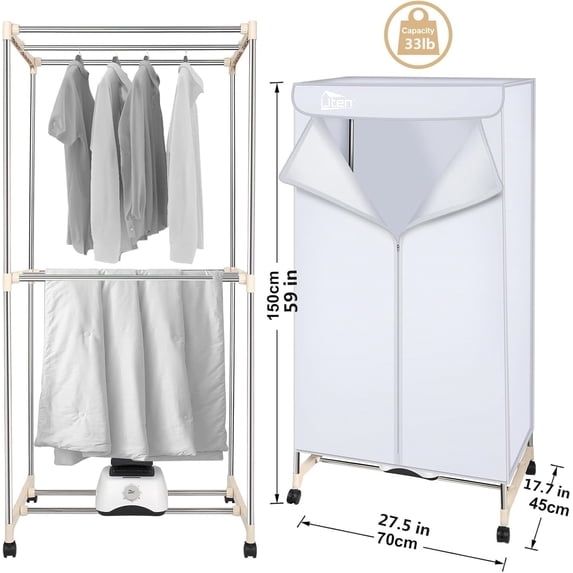 Clothes Dryer Machine, Laundry Drying Wardrobe with Timer, Electric ...