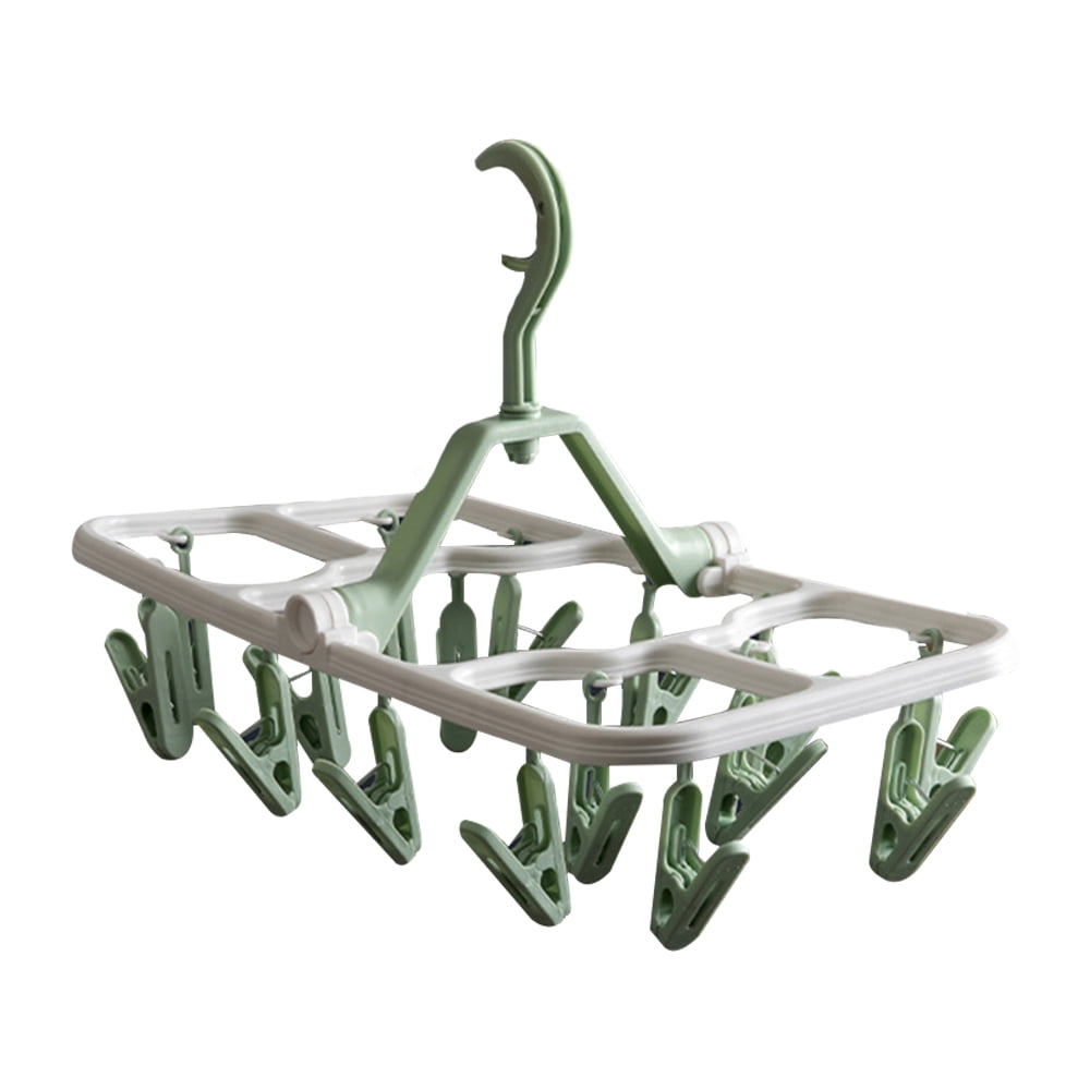Clothes Drying Hanger with 16 Clips and Drip Foldable Hanging Rack ...