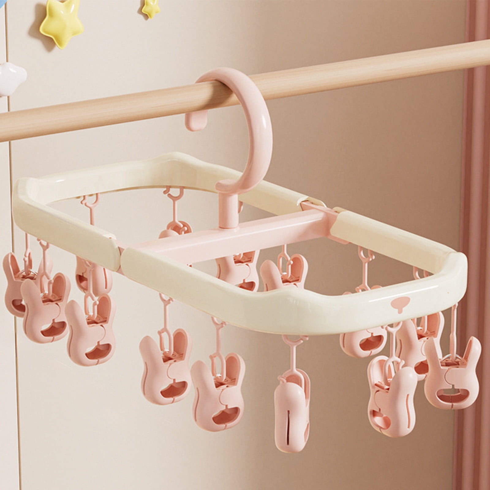 Clothes Drying Hanger with 14 Clips and Drip Foldable Hanging Rack ...