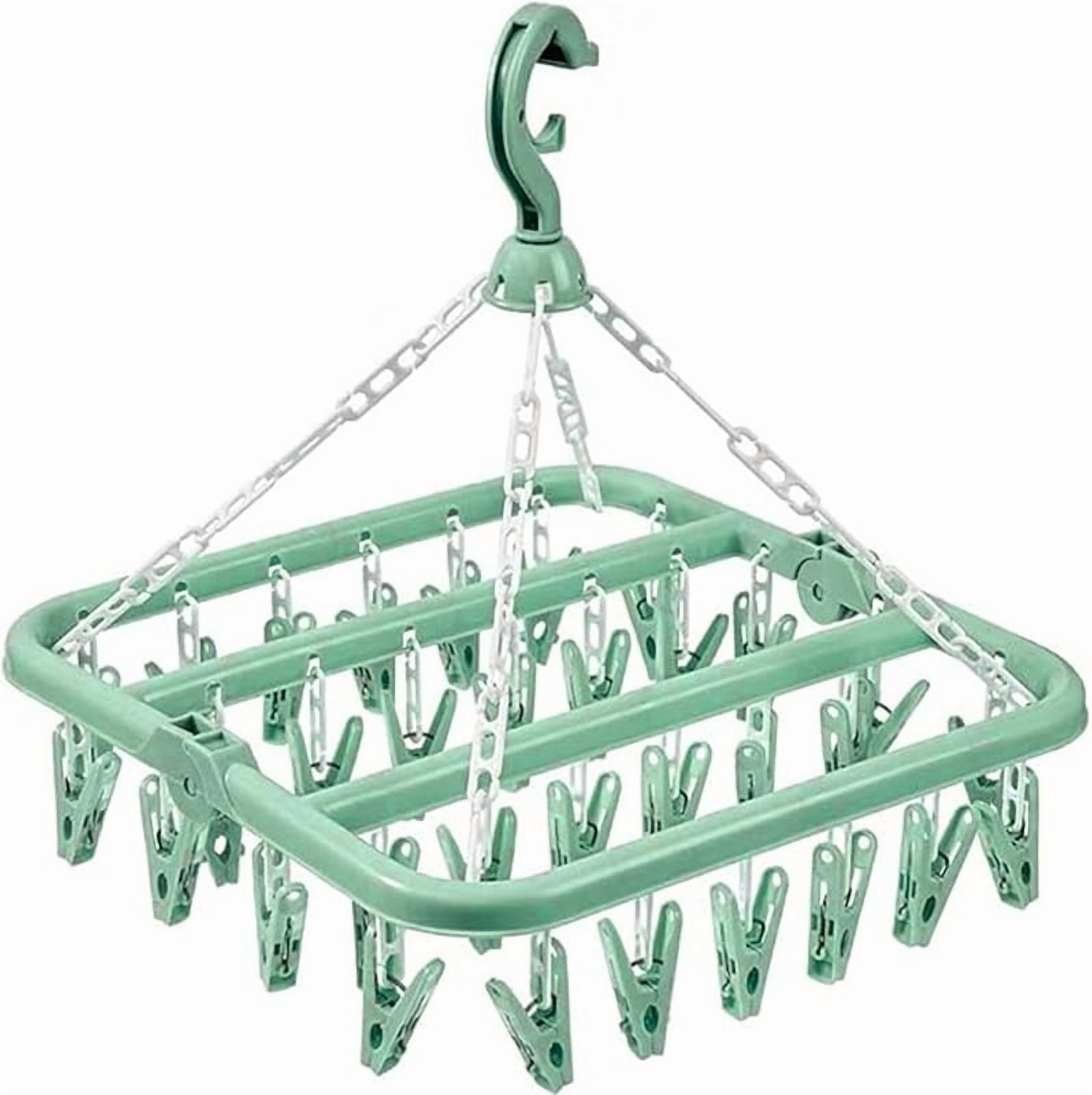 Clothes Drying Hanger with 32 Clips and Drip Foldable Hanging Rack ...