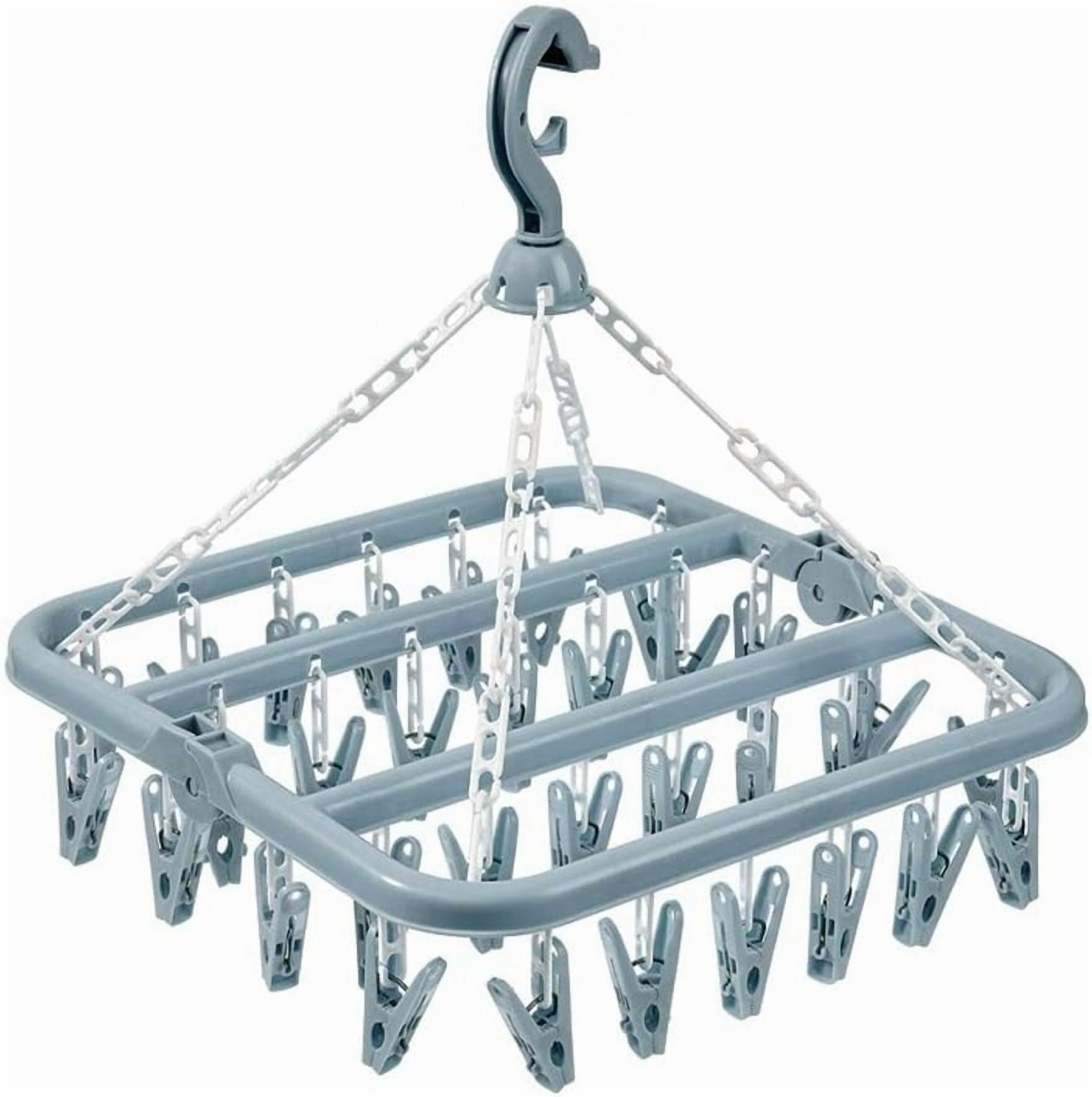 Clothes Drying Hanger with 32 Clips and Drip Foldable Hanging Rack ...