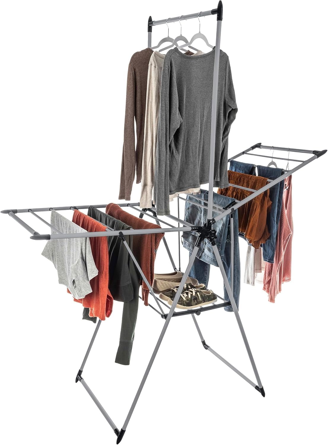 Clothes Drying Rack - 2-Level Laundry Drying Rack with 24 Drying Rails ...