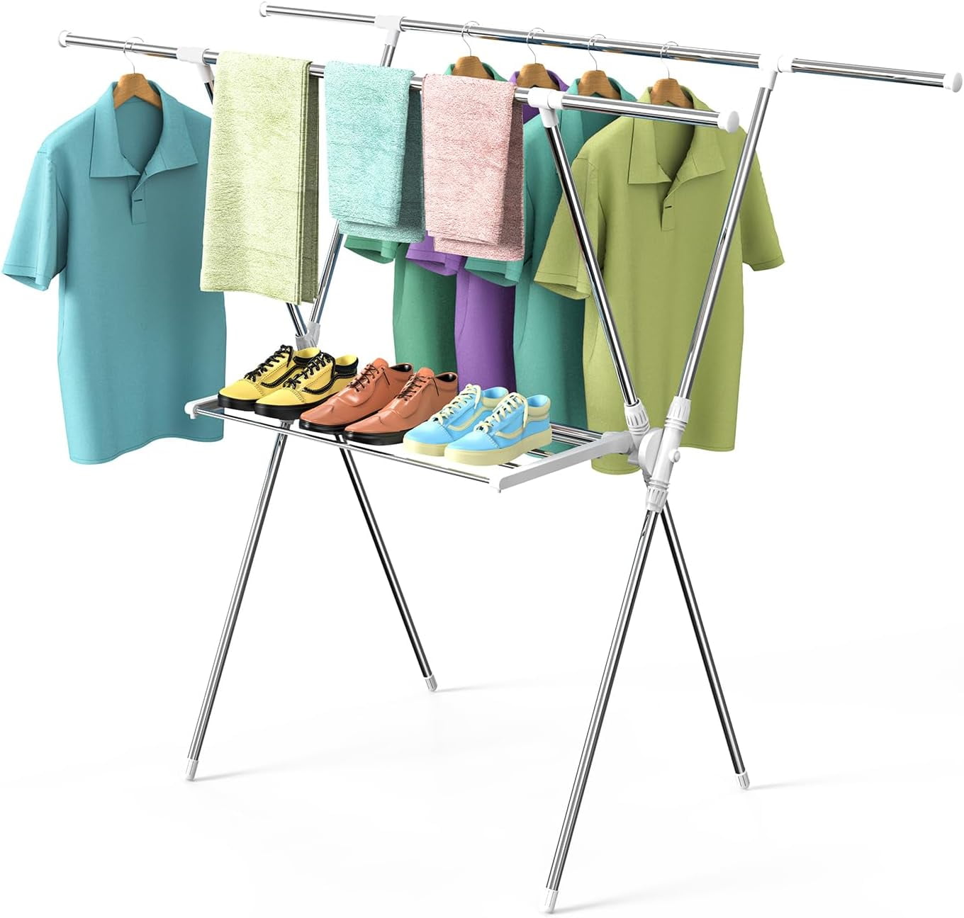 Clothes Drying Rack 2 Tiers, Heavy Duty Drying Rack Clothing Folding ...