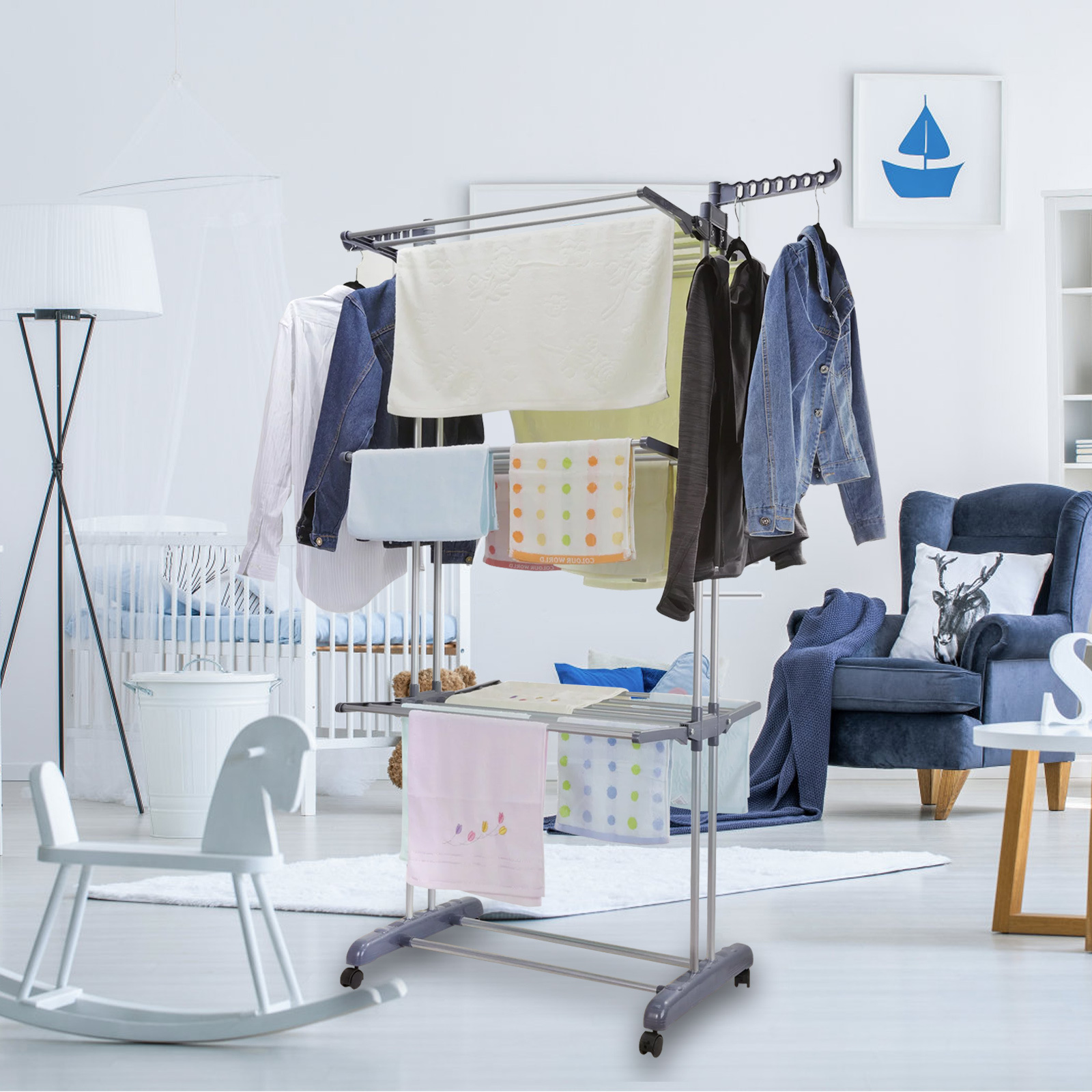 VONTER Folding Wall Mounted Clothes Hanger Rack Clothes Hook Stainless ...