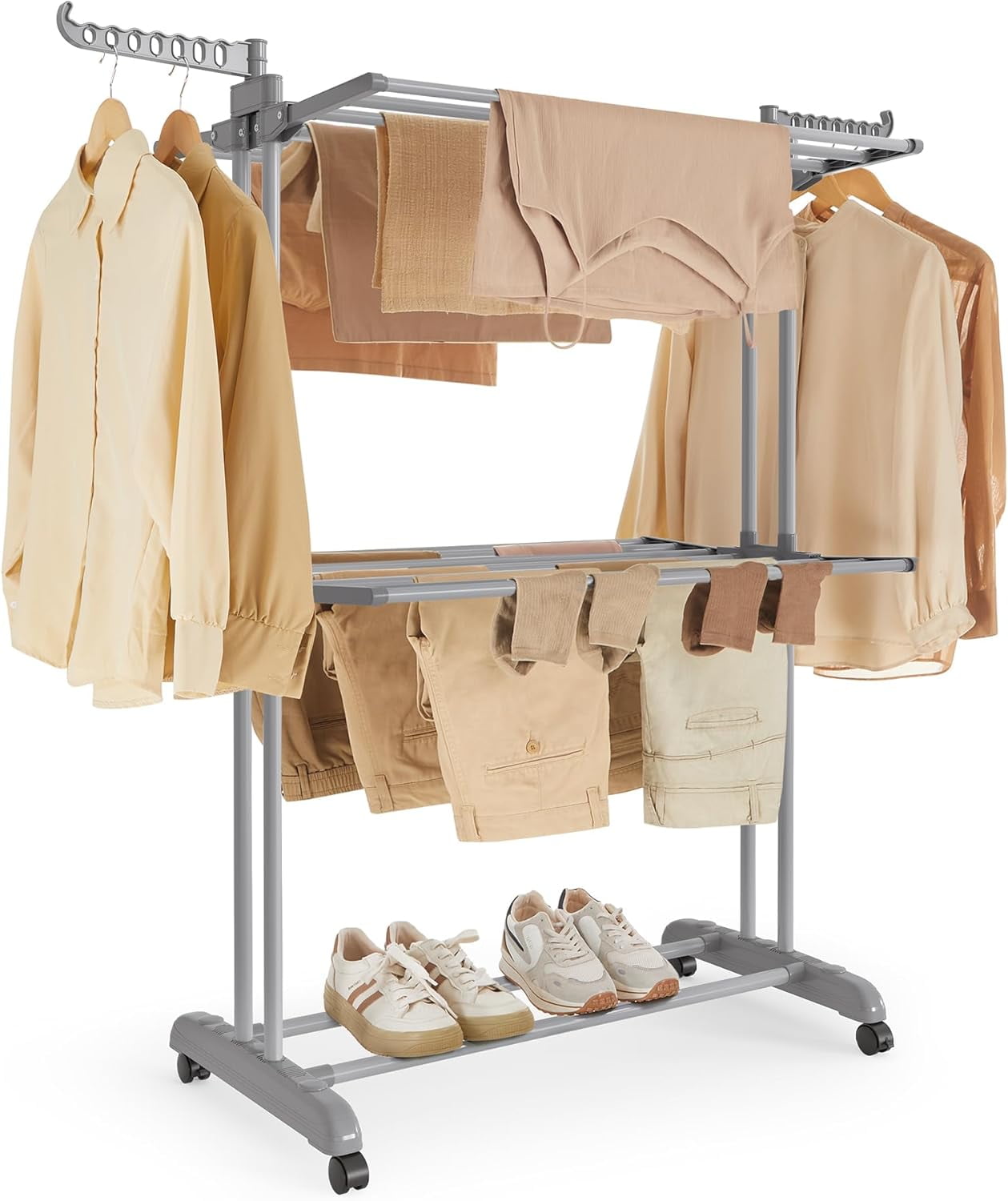 Clothes Drying Rack 3-Tier, Folle Laundry Drying Rack 58.3-Inch Tall ...