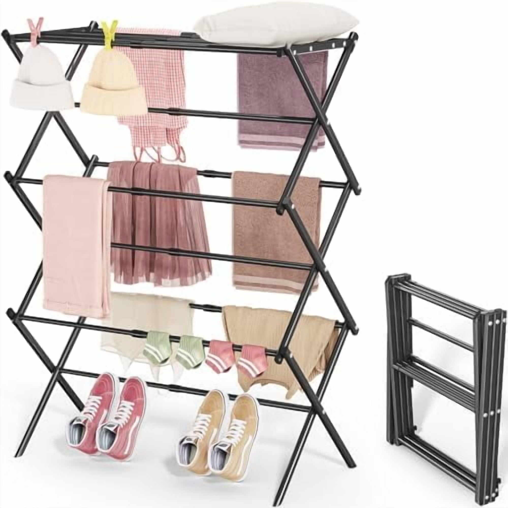 Clothes Drying Rack, 3-Tier Laundry Drying Rack for Clothes, Expandable ...