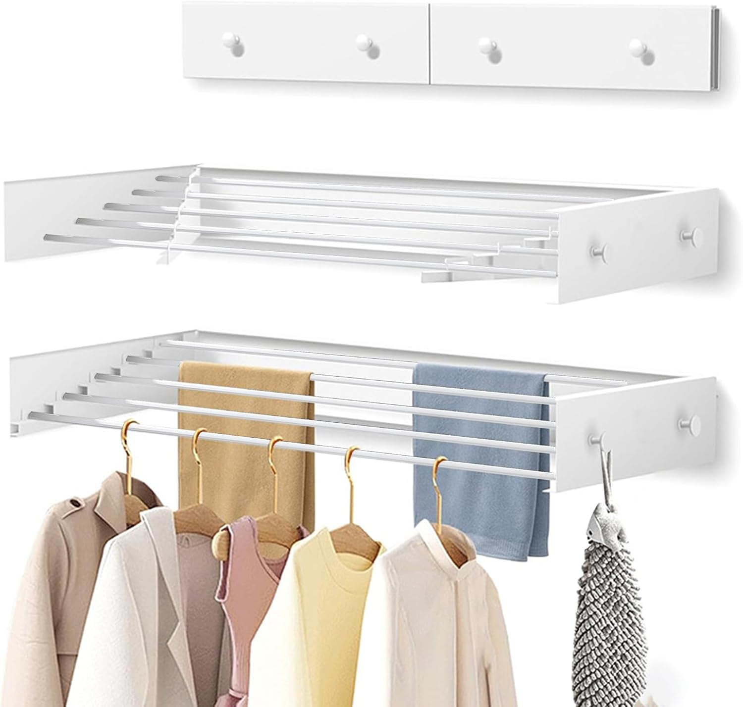 Clothes Drying Rack 31.5 inches Foldable Wall Mount Laundry Rack ...