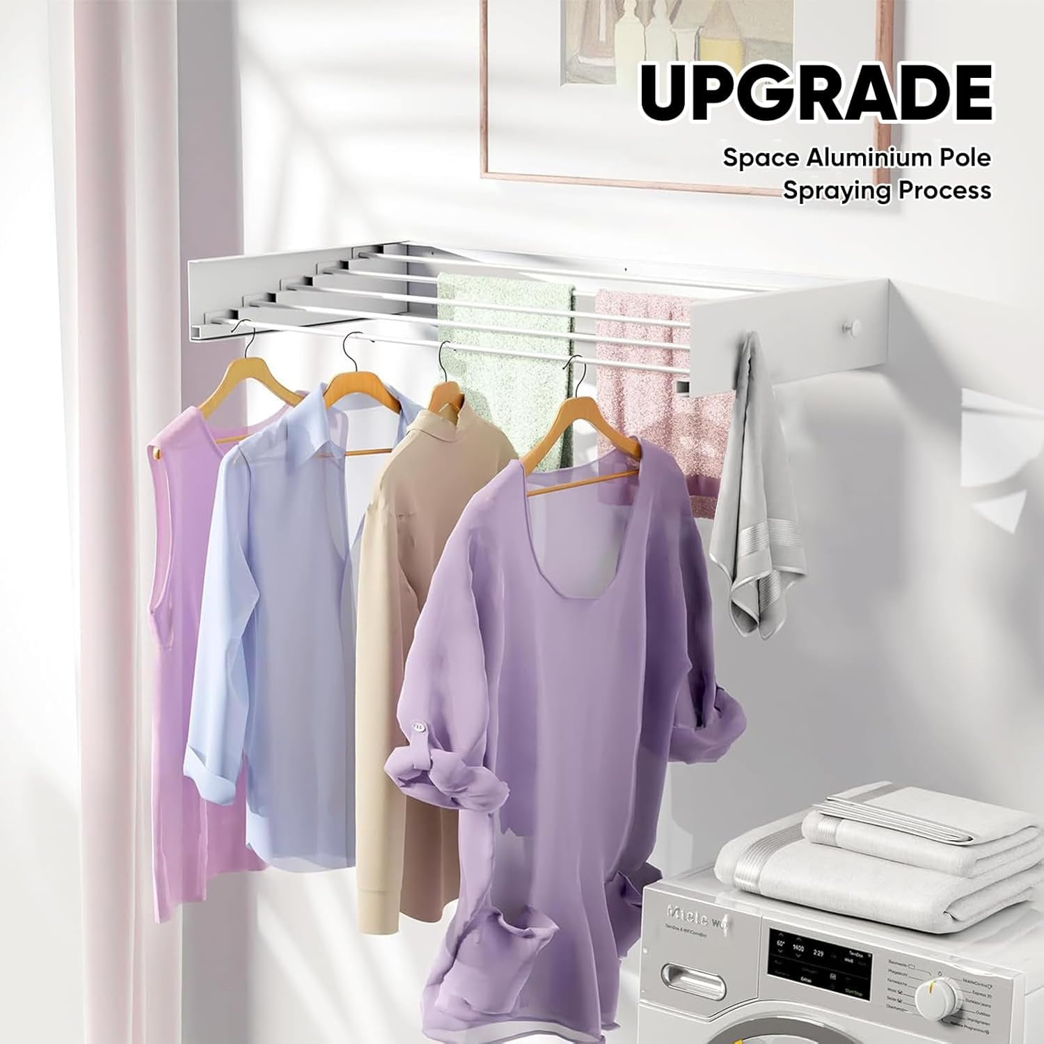 Clothes Drying Rack 31.5 inches Foldable Wall Mount Laundry Rack ...