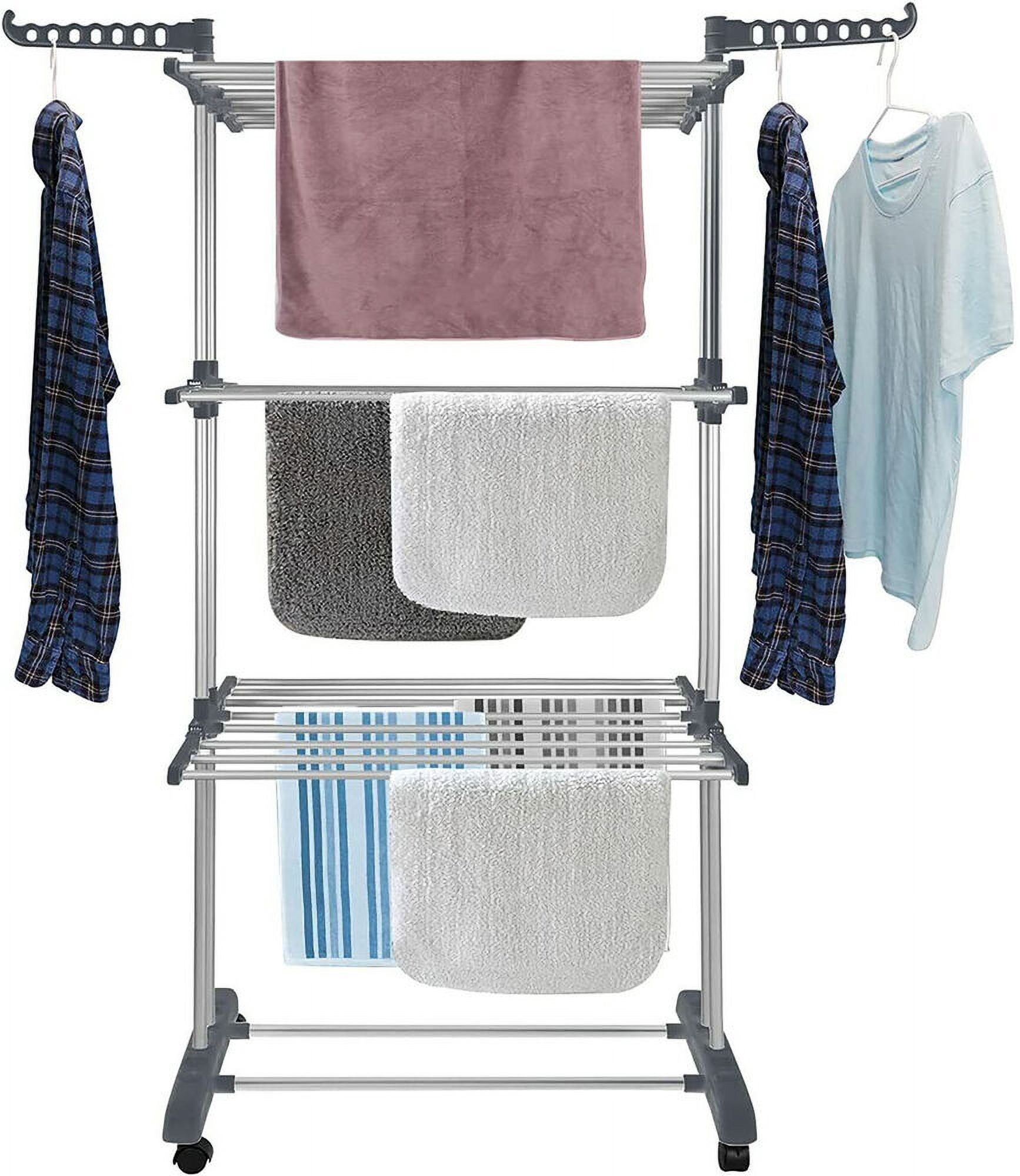 Clothes Drying Rack, 4-Tier Folding Indoor Laundry Drying Rack with ...