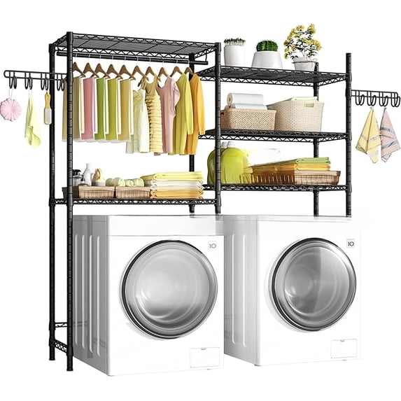 Clothes Drying Rack, 5 Tiers Over Washer and Dryer Laundry Room Storage ...