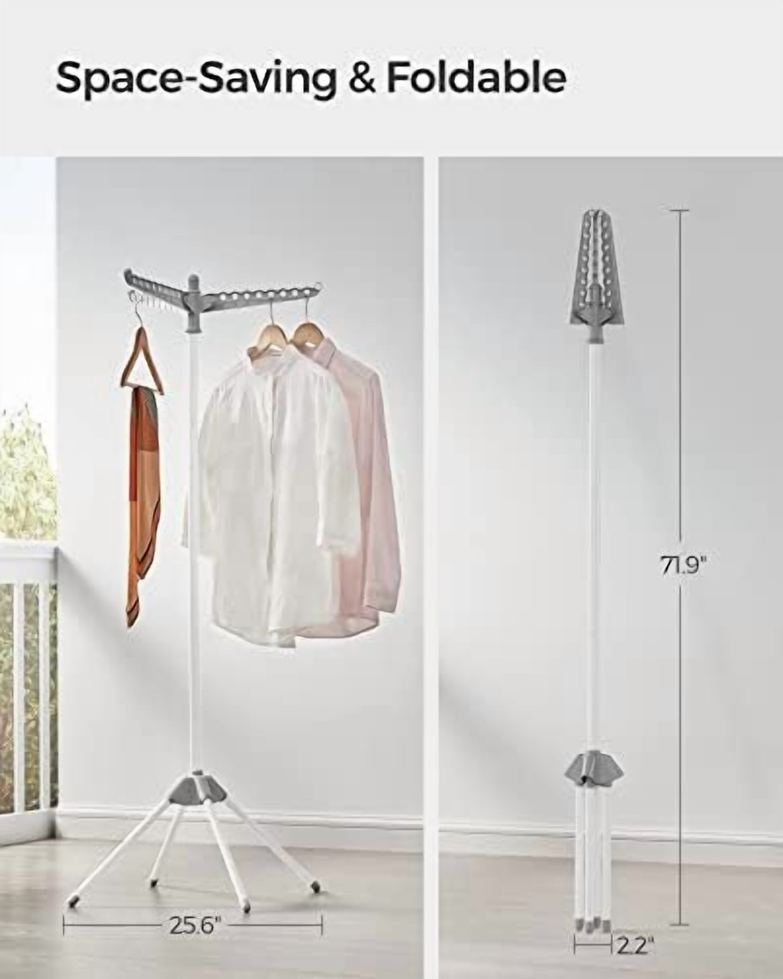 Clothes Drying Rack, 59-Inch Folding Laundry Drying Rack with 3 ...