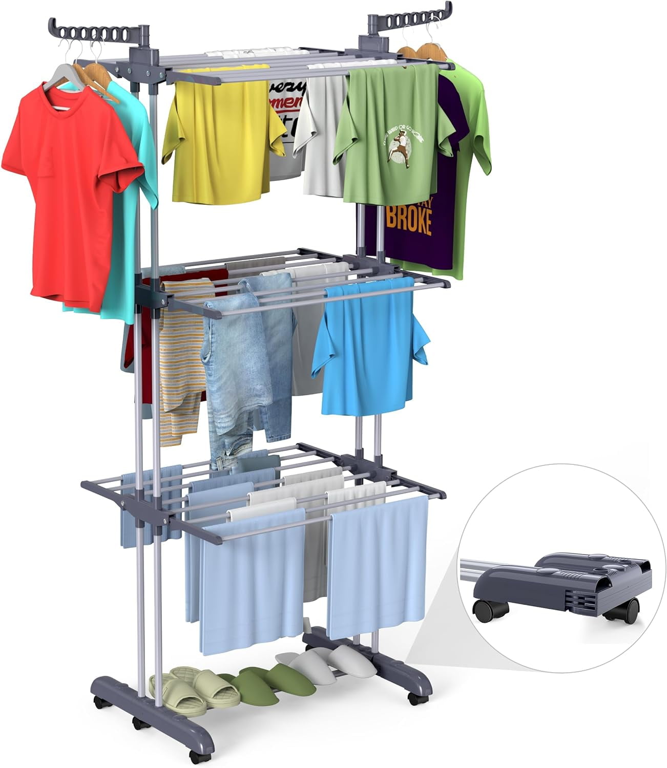 Clothes Drying Rack, 67.7 Inch Laundry Drying Rack with Foldable Base ...