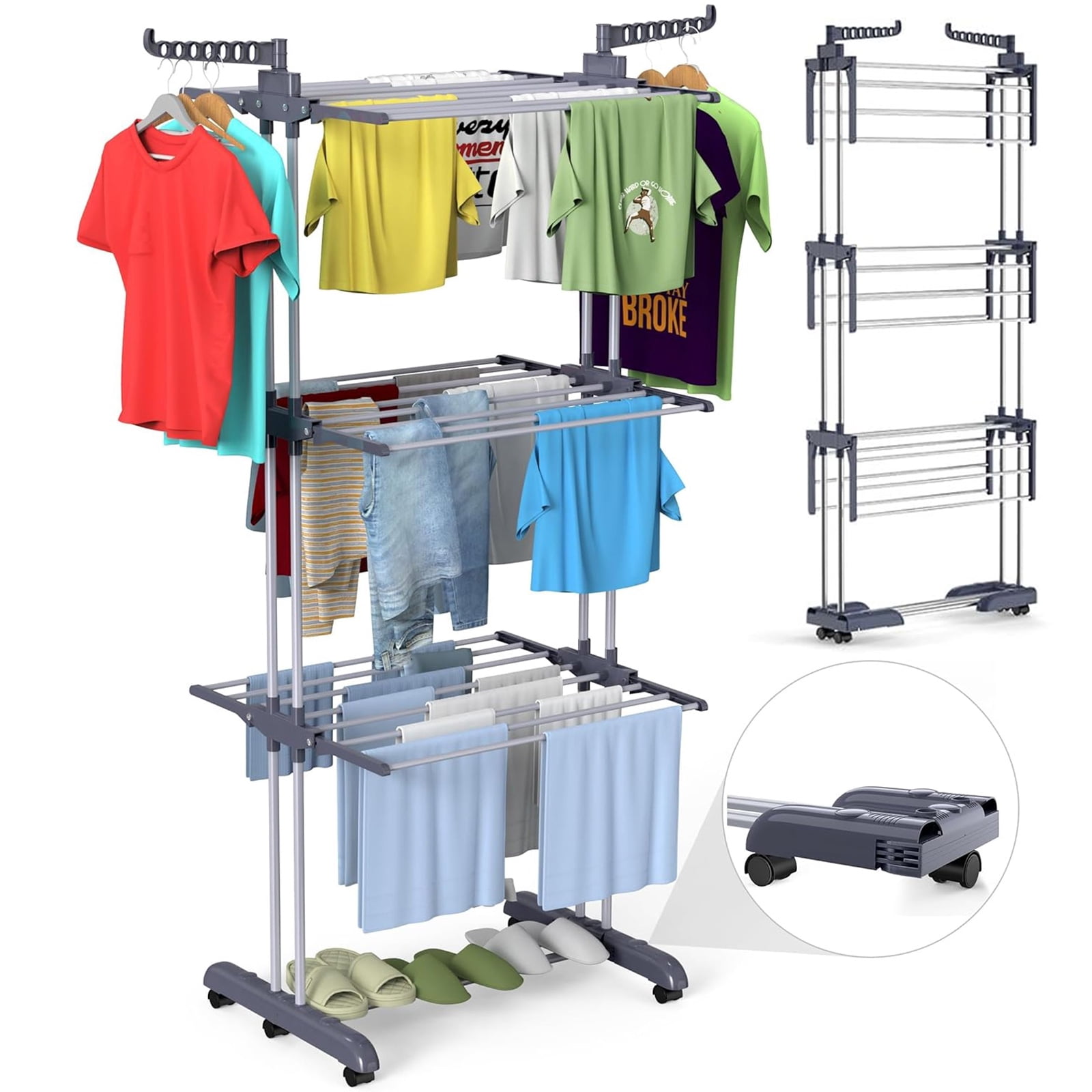 Clothes Drying Rack, 67.7 Inch Laundry Drying Rack with Foldable Base ...
