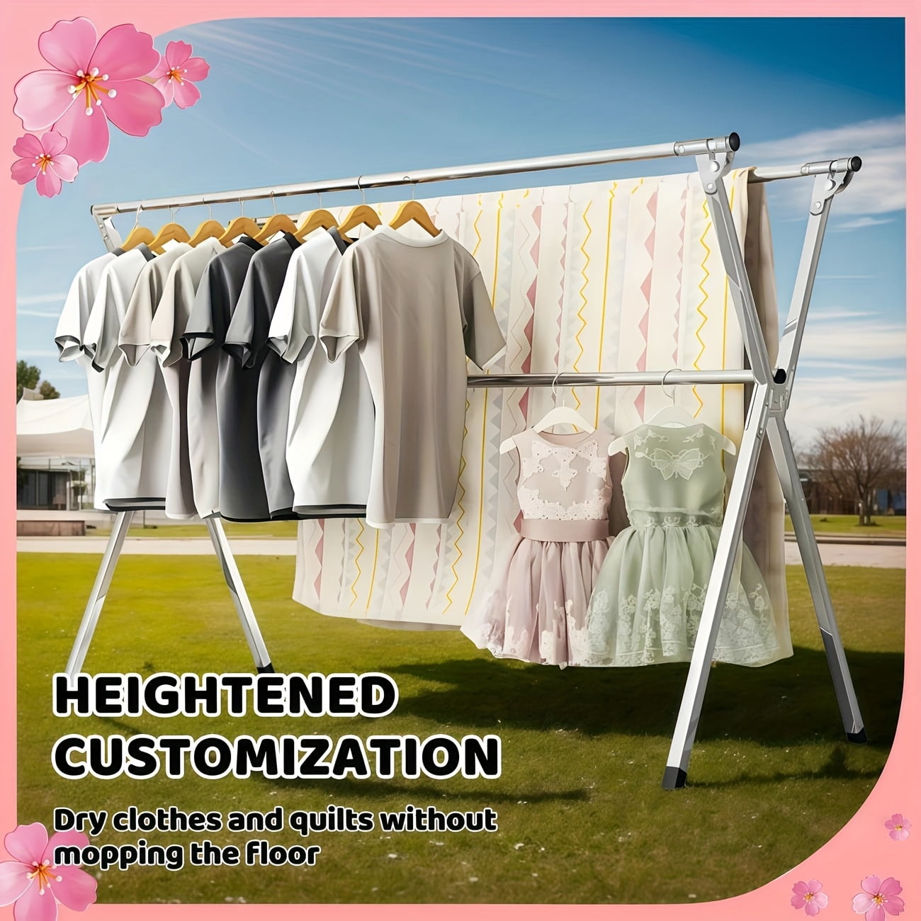Clothes Drying Rack 78.7 Inches Folding Outdoor Indoor, Drying Rack ...