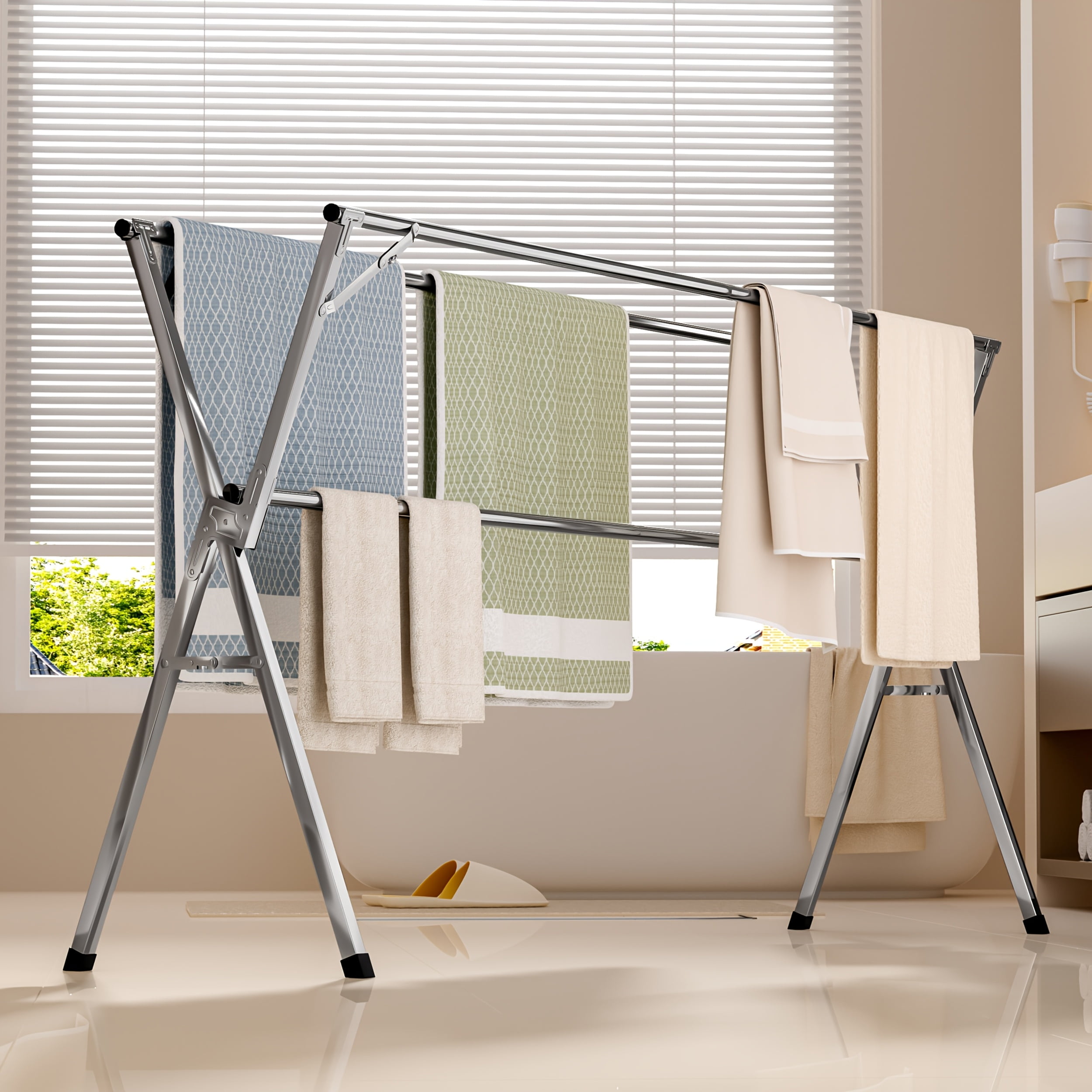 Clothes Drying Rack 78.7 Inches Folding Outdoor Indoor, Drying Rack ...