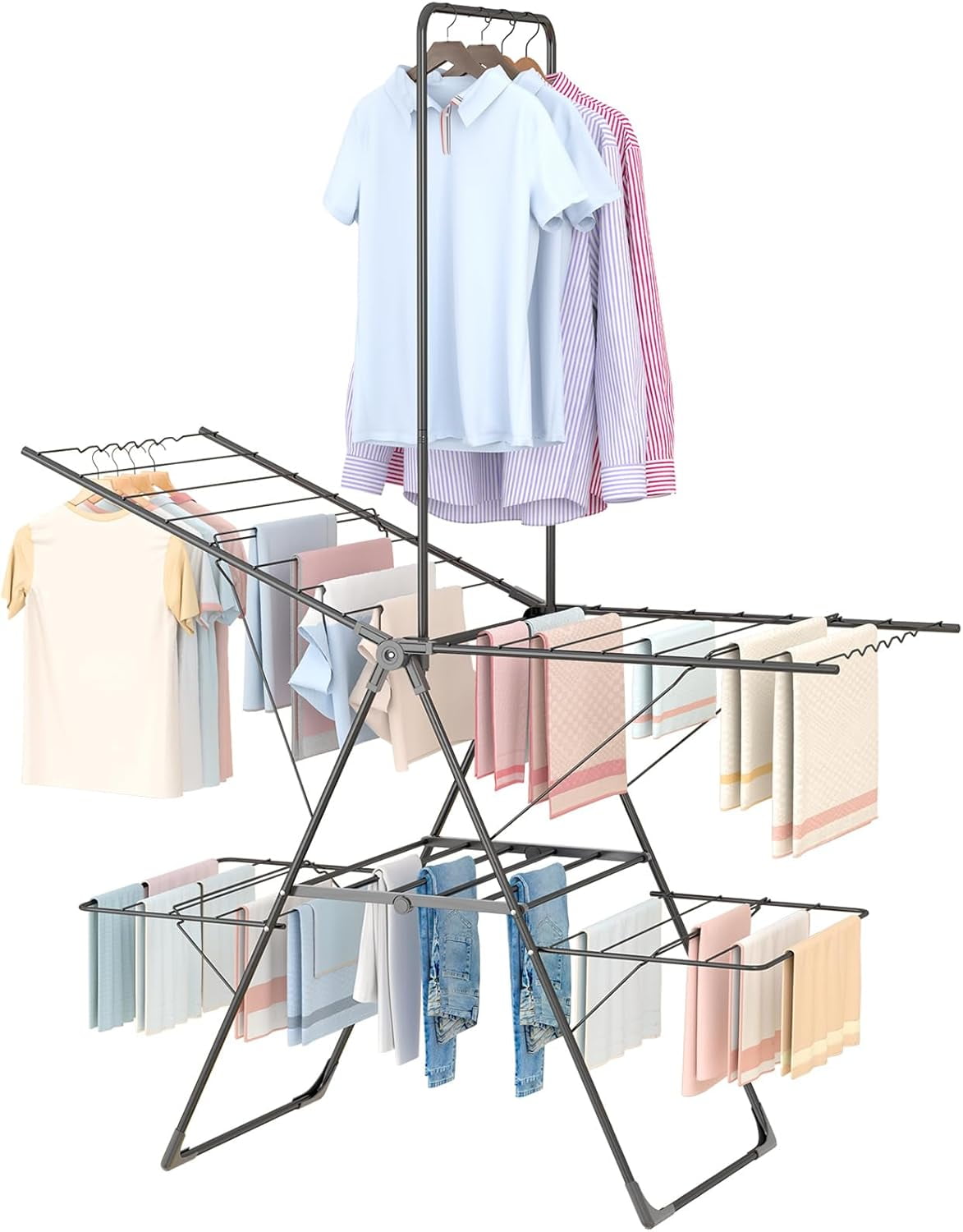 Clothes Drying Rack Foldable, 2-Level Large Laundry Drying Rack ...