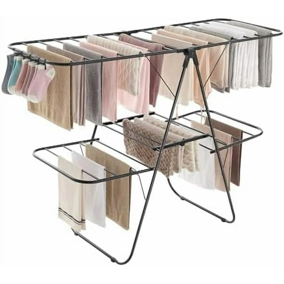 Clothes Drying Rack, Foldable 2-Level Laundry Drying Rack, Free ...