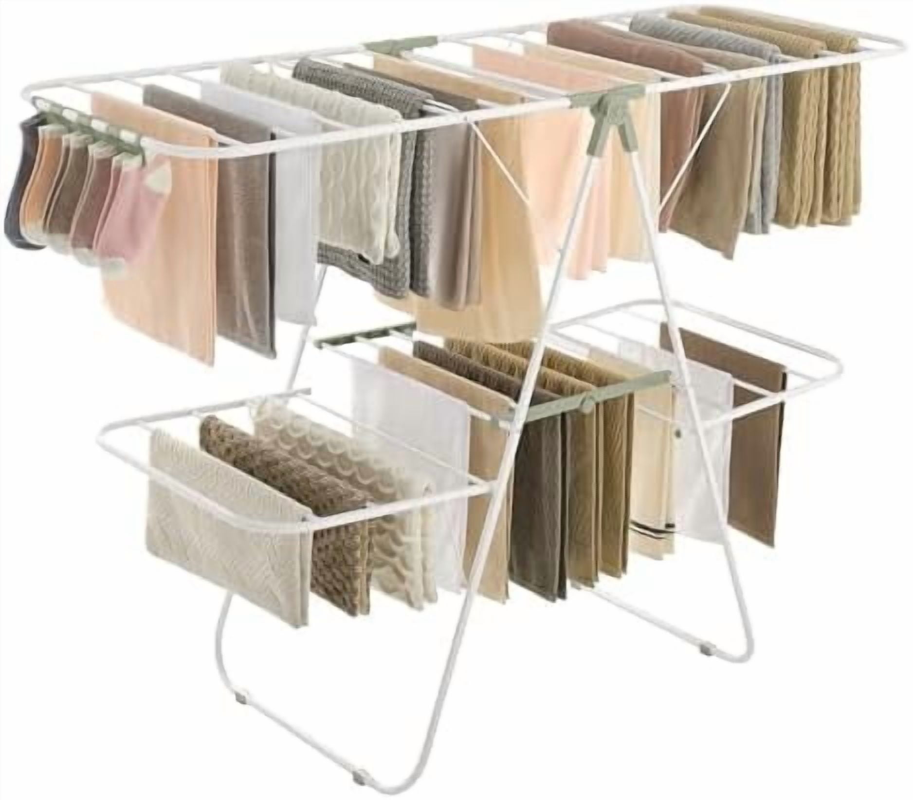 Clothes Drying Rack, Foldable 2-Level Laundry Drying Rack, Free ...