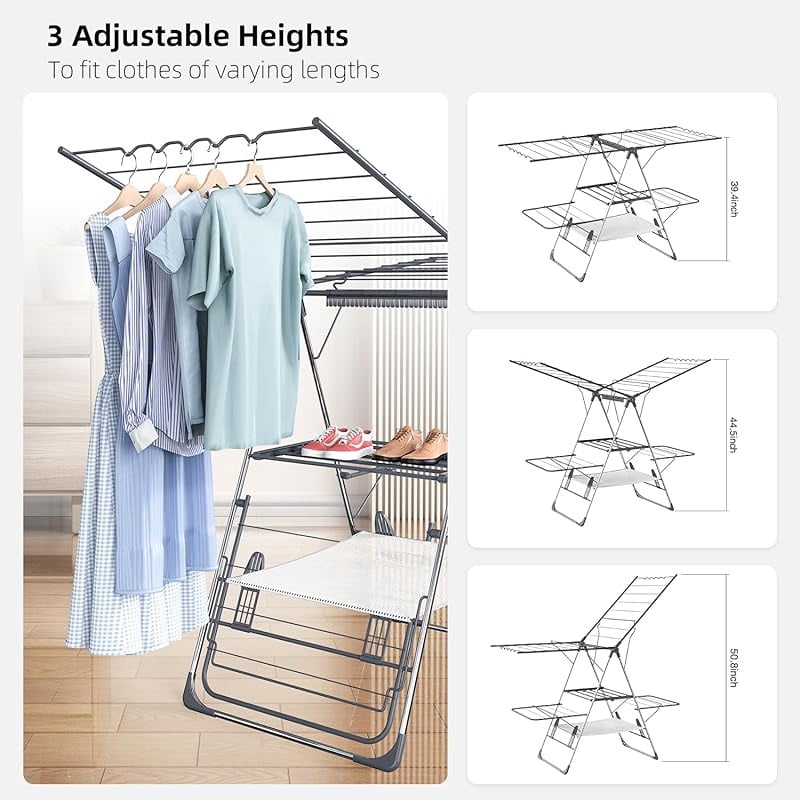 Clothes Drying Rack, Foldable 2-Level Laundry Racks for Drying Clothes ...