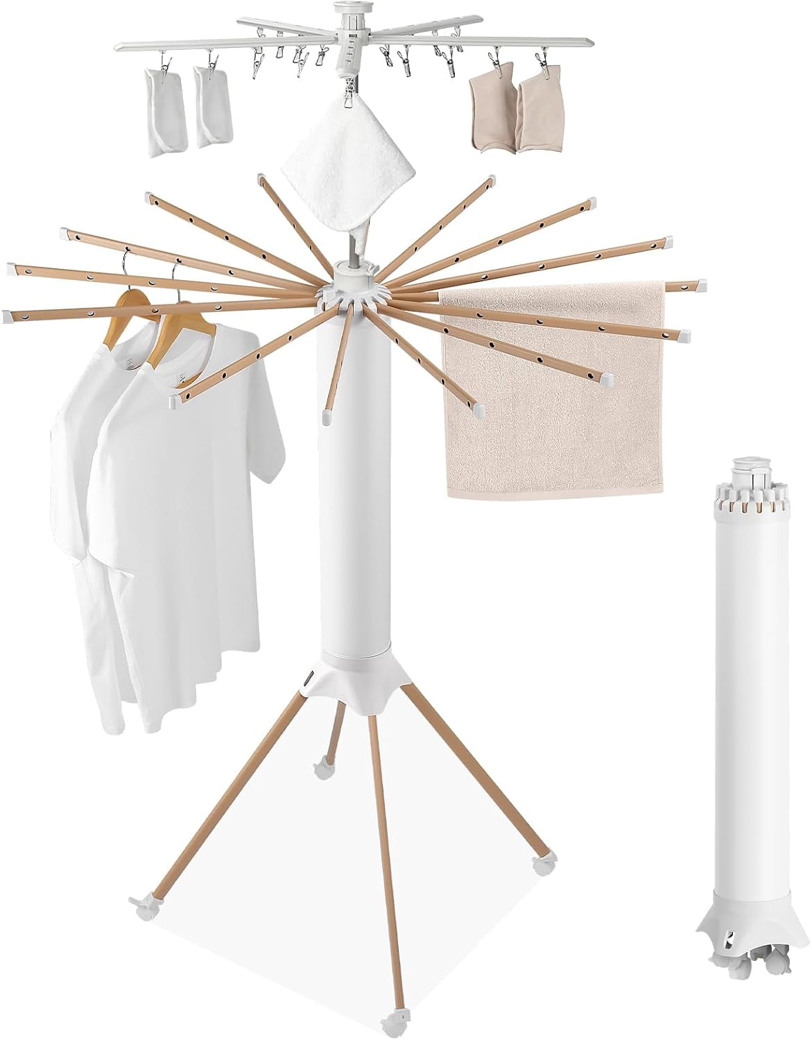 Clothes Drying Rack Foldable,2-Level Standing Dry Racks,Collapsible ...