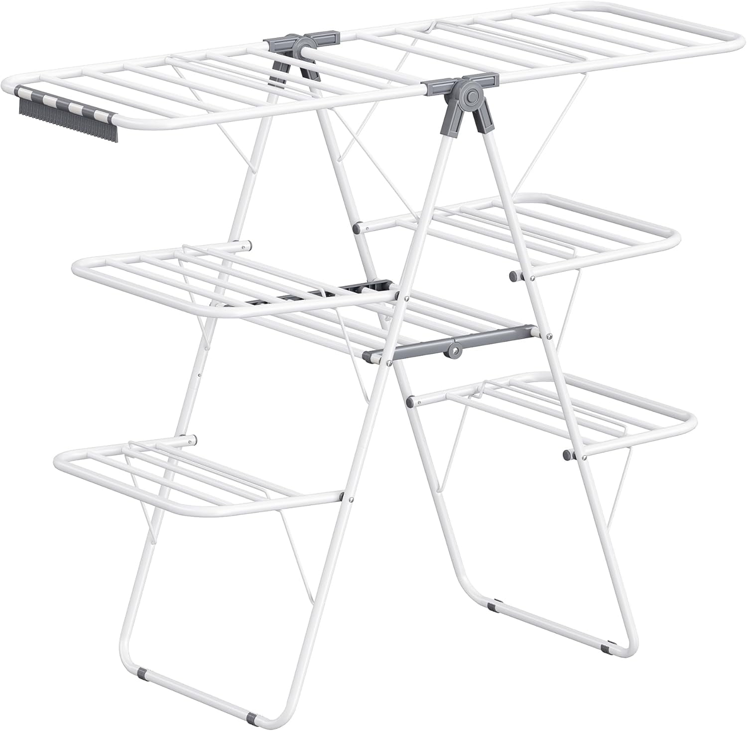 Clothes Drying Rack, Foldable 3-Level Laundry Rack, Free-Standing Large ...