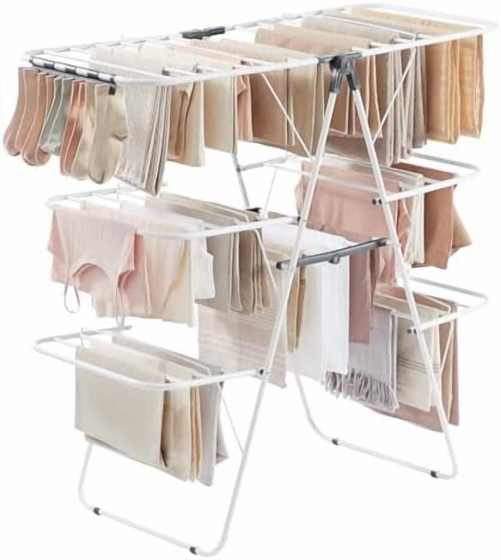 Clothes Drying Rack, Foldable 3-Level Laundry Rack, Free-Standing Large ...