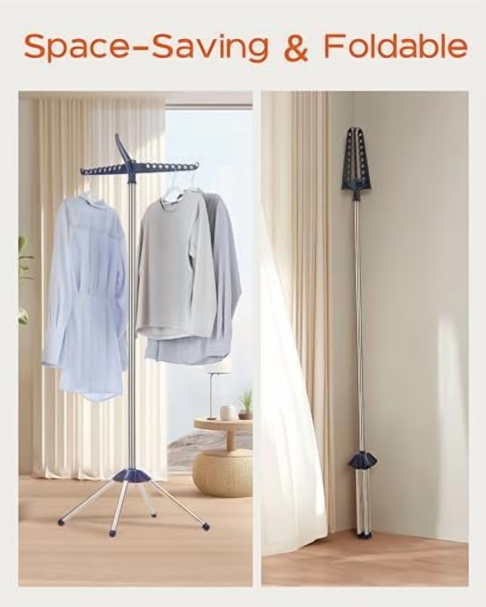 Clothes Drying Rack Foldable, 59 inch Tripod Laundry Drying Rack Indoor ...