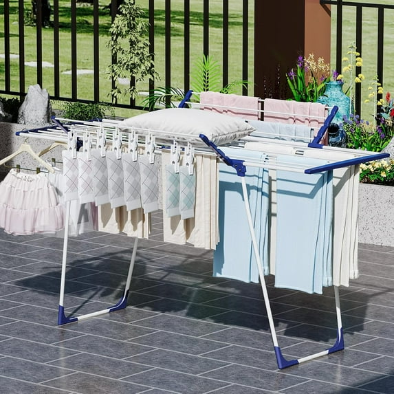 Clothes Drying Rack - Foldable Laundry Rack Indoor Outdoor, Gullwing ...