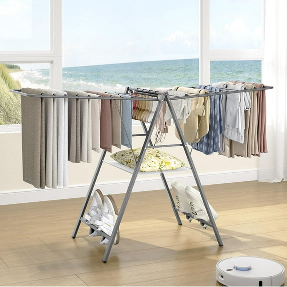 Clothes Drying Rack Foldable, Metal Laundry Drying Rack Collapsible ...