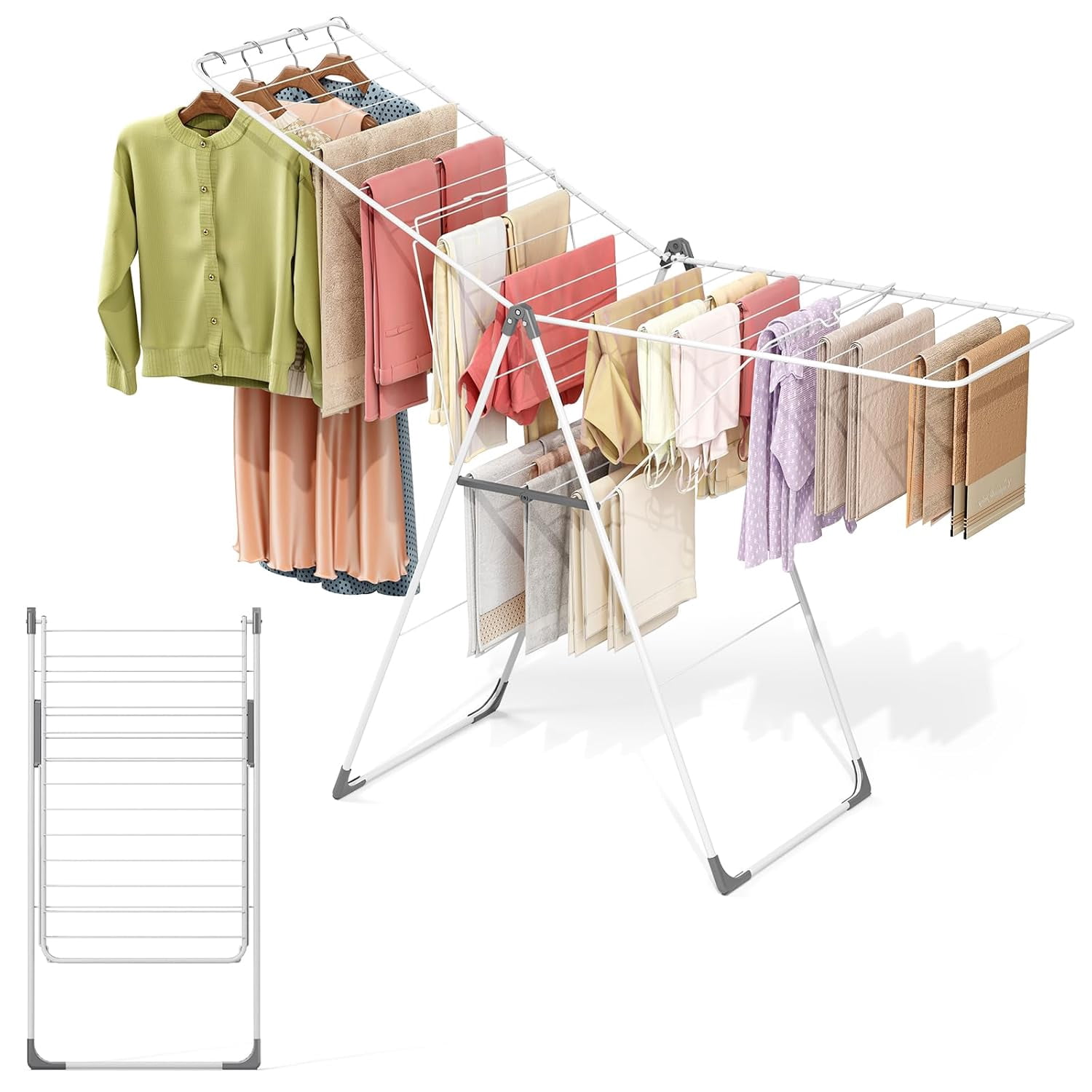 Clothes Drying Rack, Foldable Oversized Drying Rack Clothing with L ...