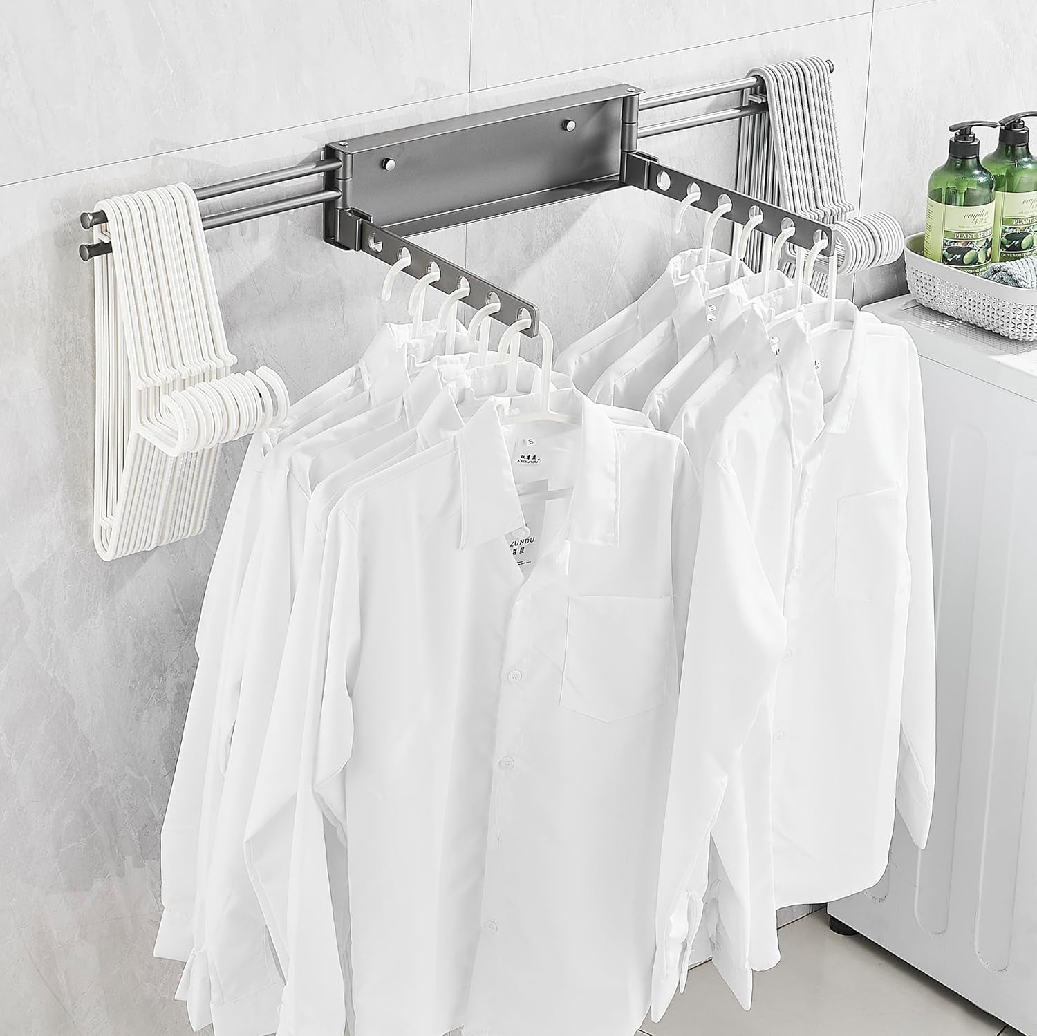 Clothes Drying Rack Foldable Wall Mounted Retractable Clothes Drying ...