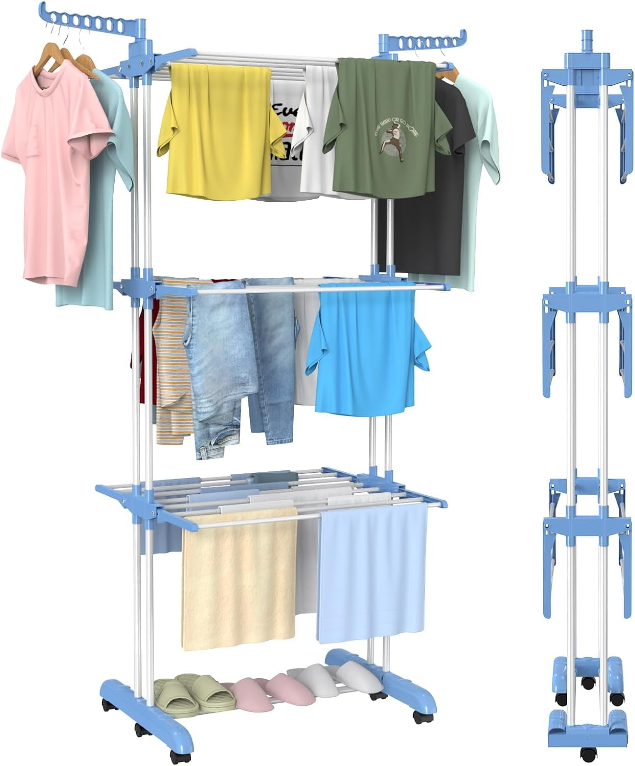Clothes Drying Rack Folding Drying Rack Clothing 4 Tier Clothes Horses ...