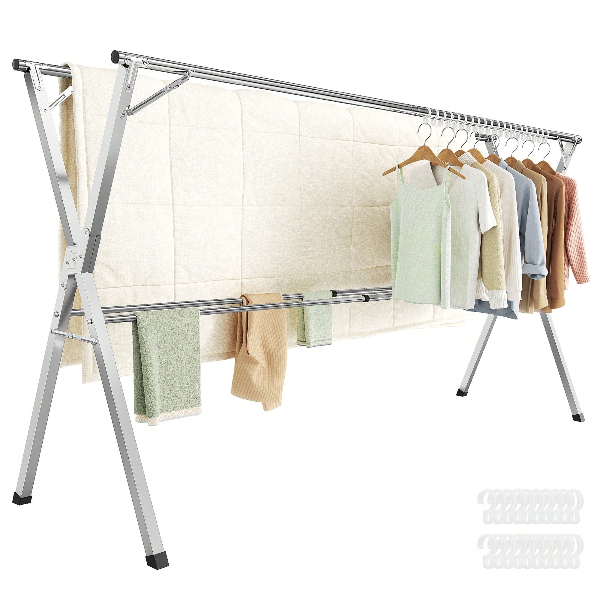 Clothes Drying Rack, Heavy-Duty Laundry Drying Rack, 56.3-93.7 Inches ...