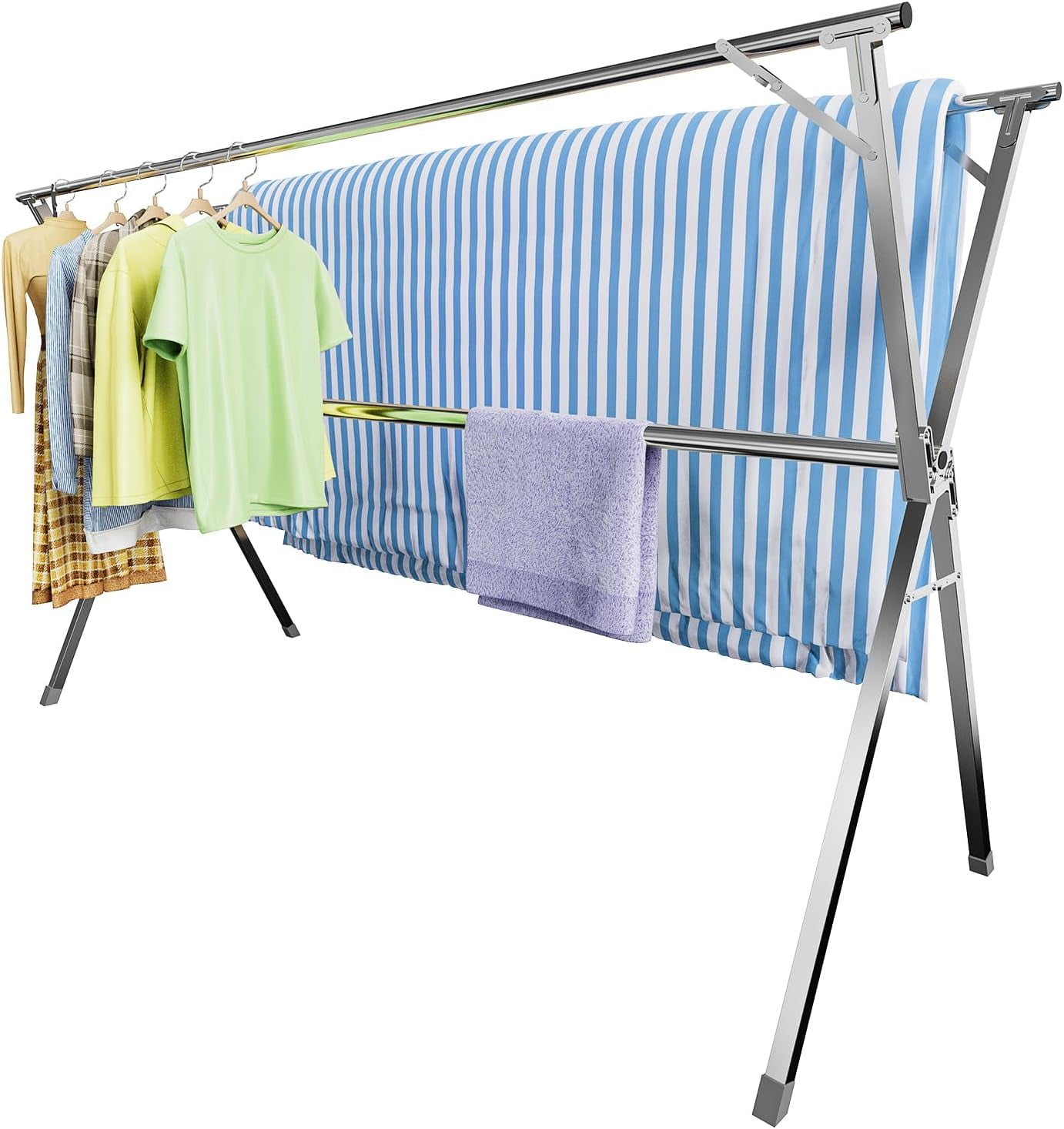 Clothes Drying Rack,Heavy Duty Stainless Steel Garment Rack,Adjustable ...