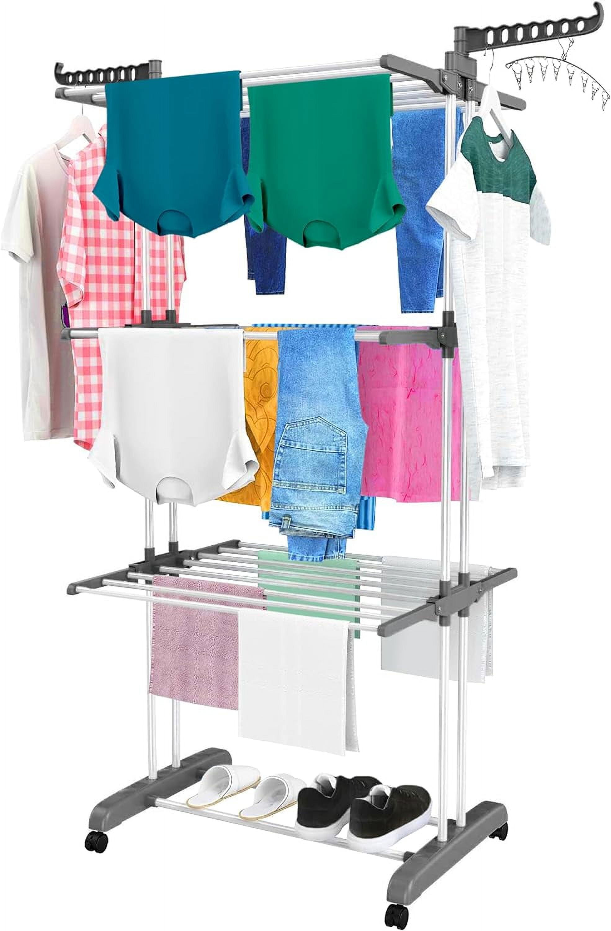 Clothes Drying Rack, Indoor, Outdoor Laundry Drying Rack, with Foldable ...