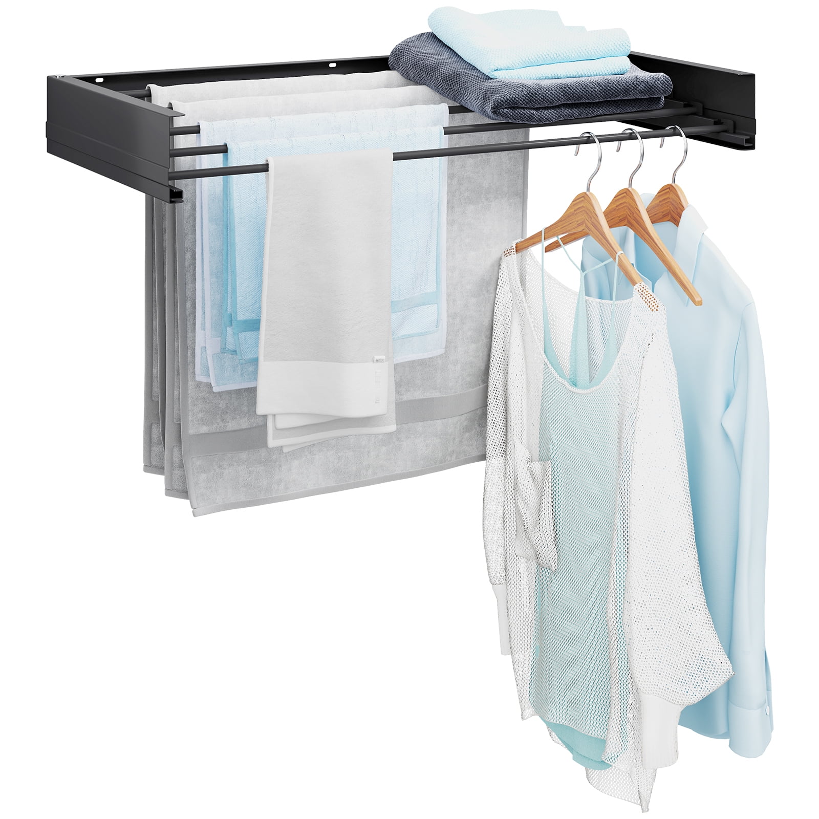 Clothes Drying Rack, KK KINGRACK Wall Mounted Drying Rack, Retractable ...