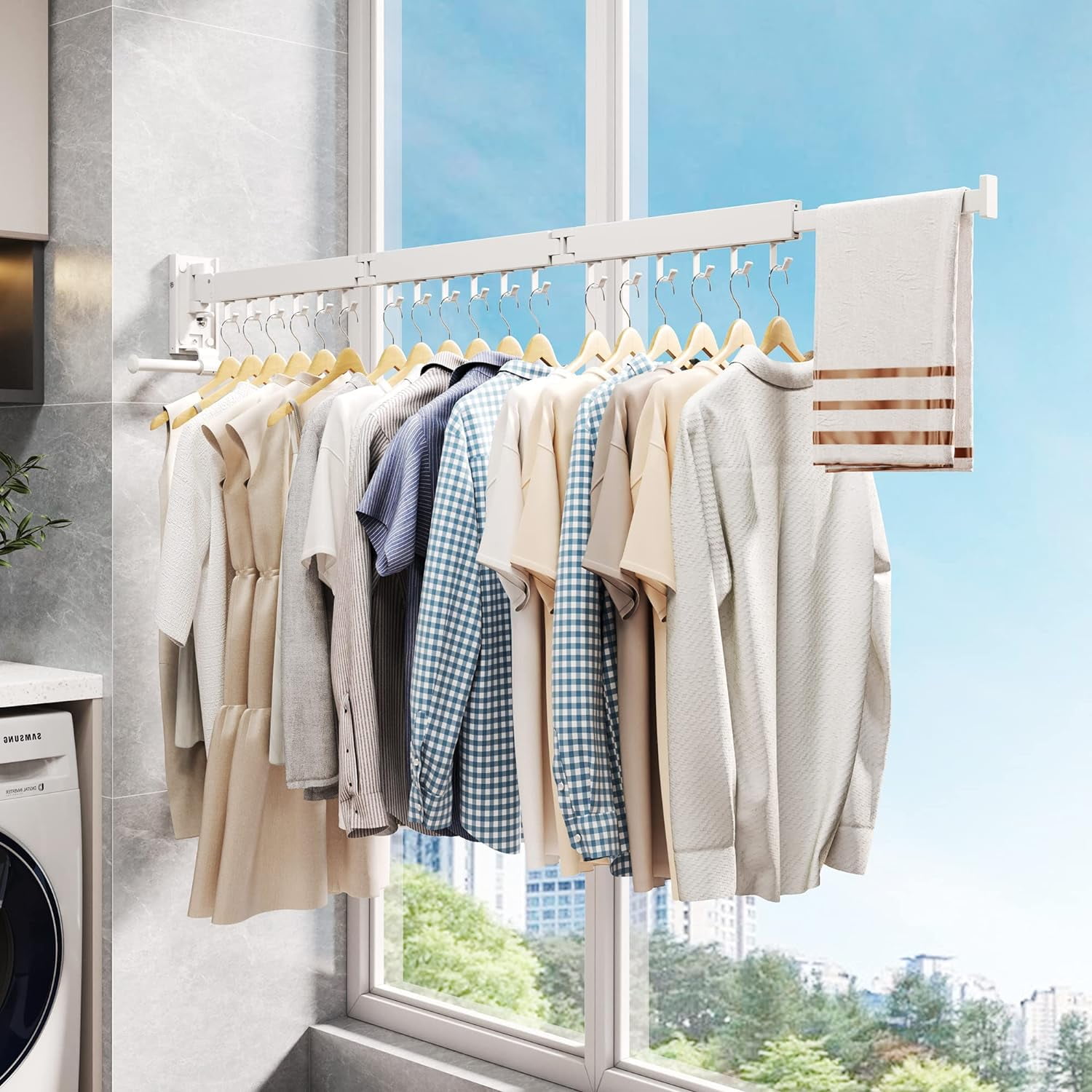 Clothes Drying Rack, Laundry Drying Rack Wall Mount, Wall Mounted ...