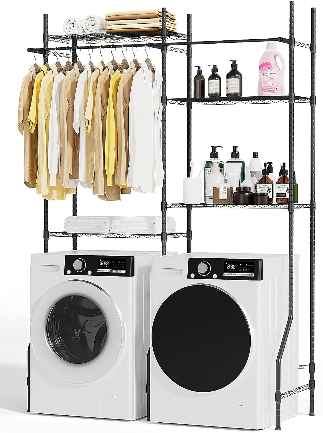 Clothes Drying Rack, Over The Washer and Dryer Storage Shelf with ...