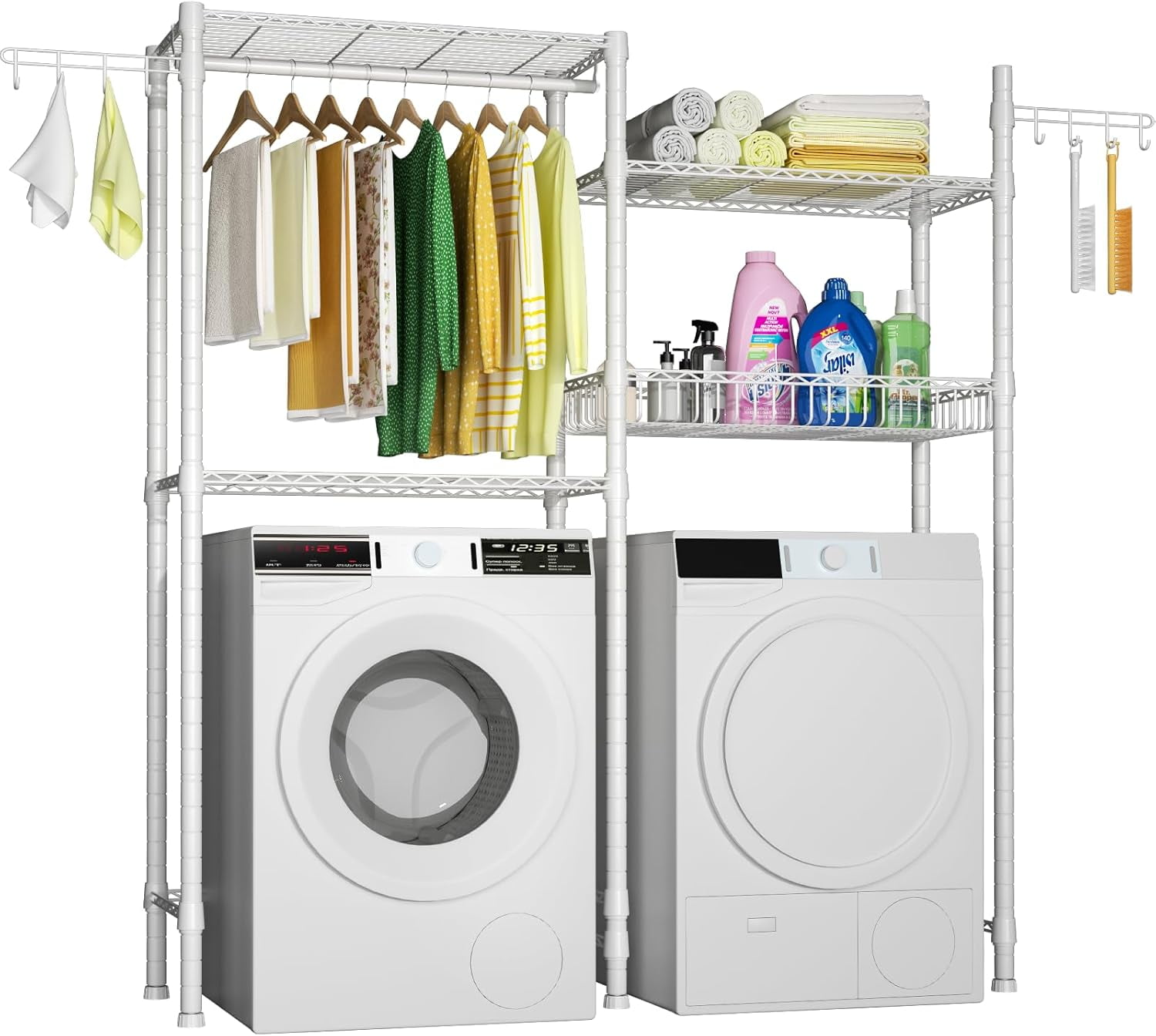 Clothes Drying Rack, Over Washer and Dryer Laundry Room Storage Shelf ...