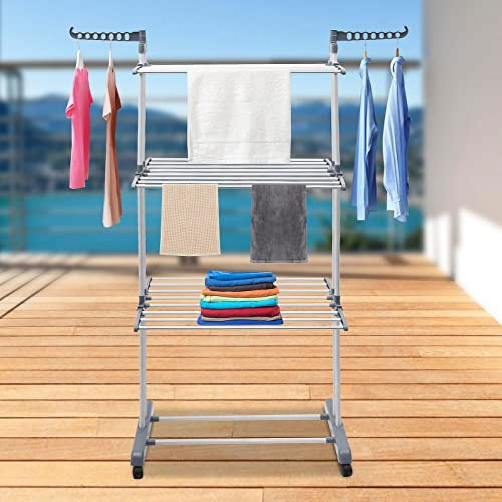 Clothes Drying Rack,Oversized 4-Tier(67.7" High) Foldable Stainless ...